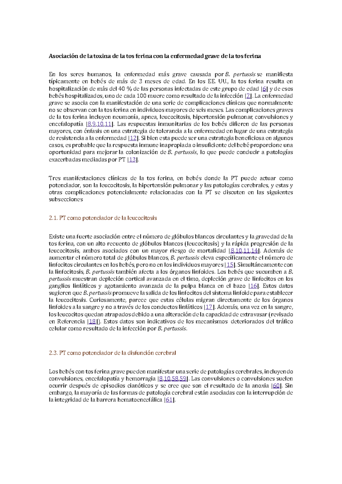 Lesturas semana 1 pb2 verano - Asociación de la toxina de la tos ferina ...