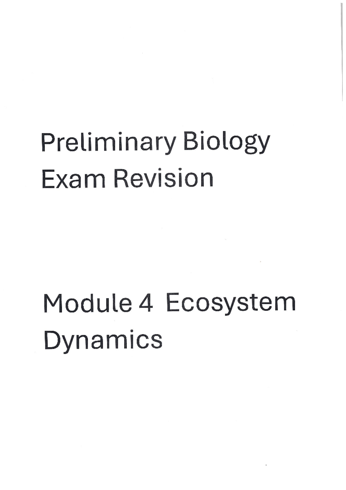 Mod 4 Ecosystem Dynamics 2024 Dot Point Revision set - Preliminary ...
