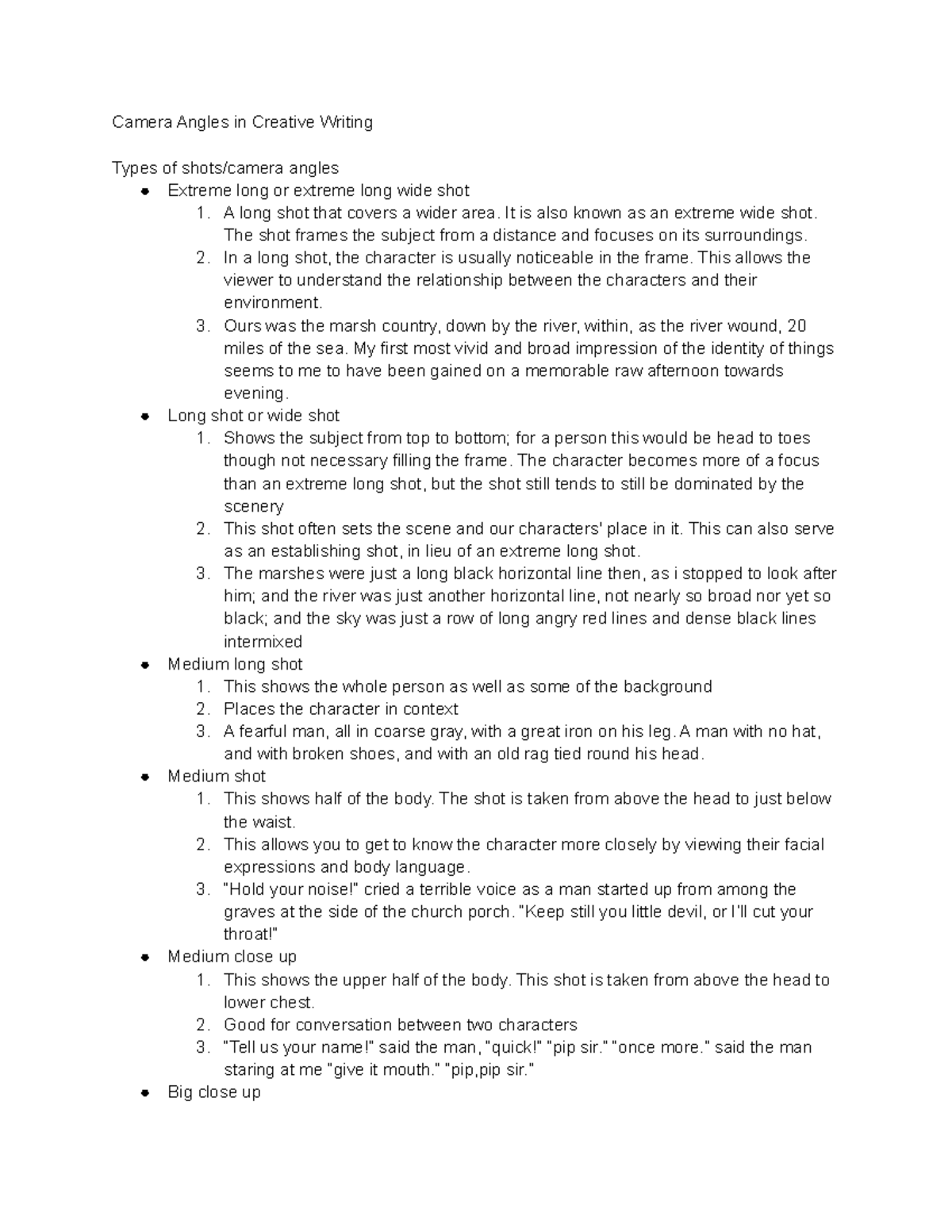 Camera Angles in Creative Writing - A long shot that covers a wider ...