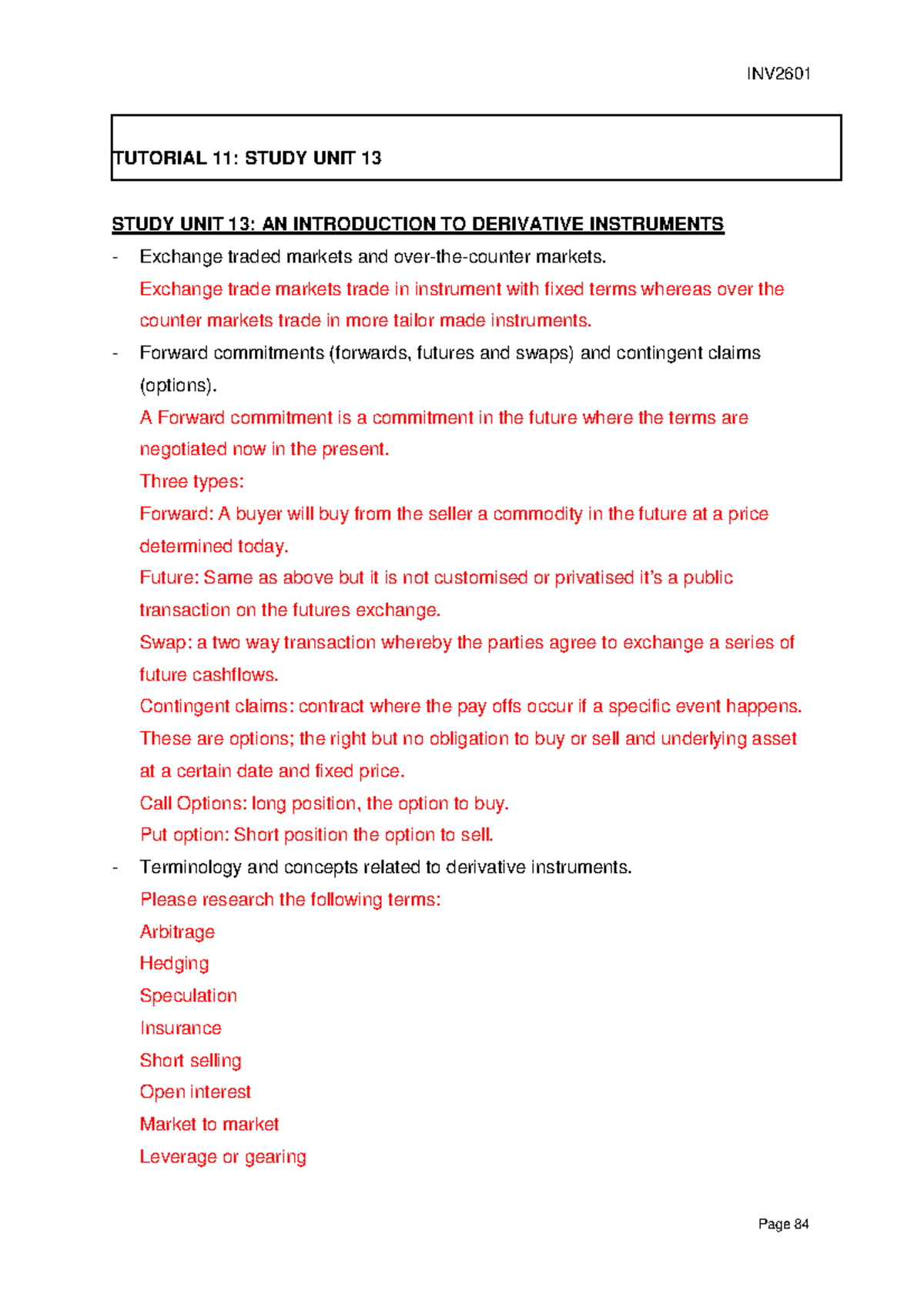 Learning unit 12 - Notes and solutions for INV2601 questions. - INV ...