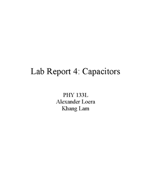 Lab Report #4 Capacitance - General Physics Laboratory - Lab Report 4 ...