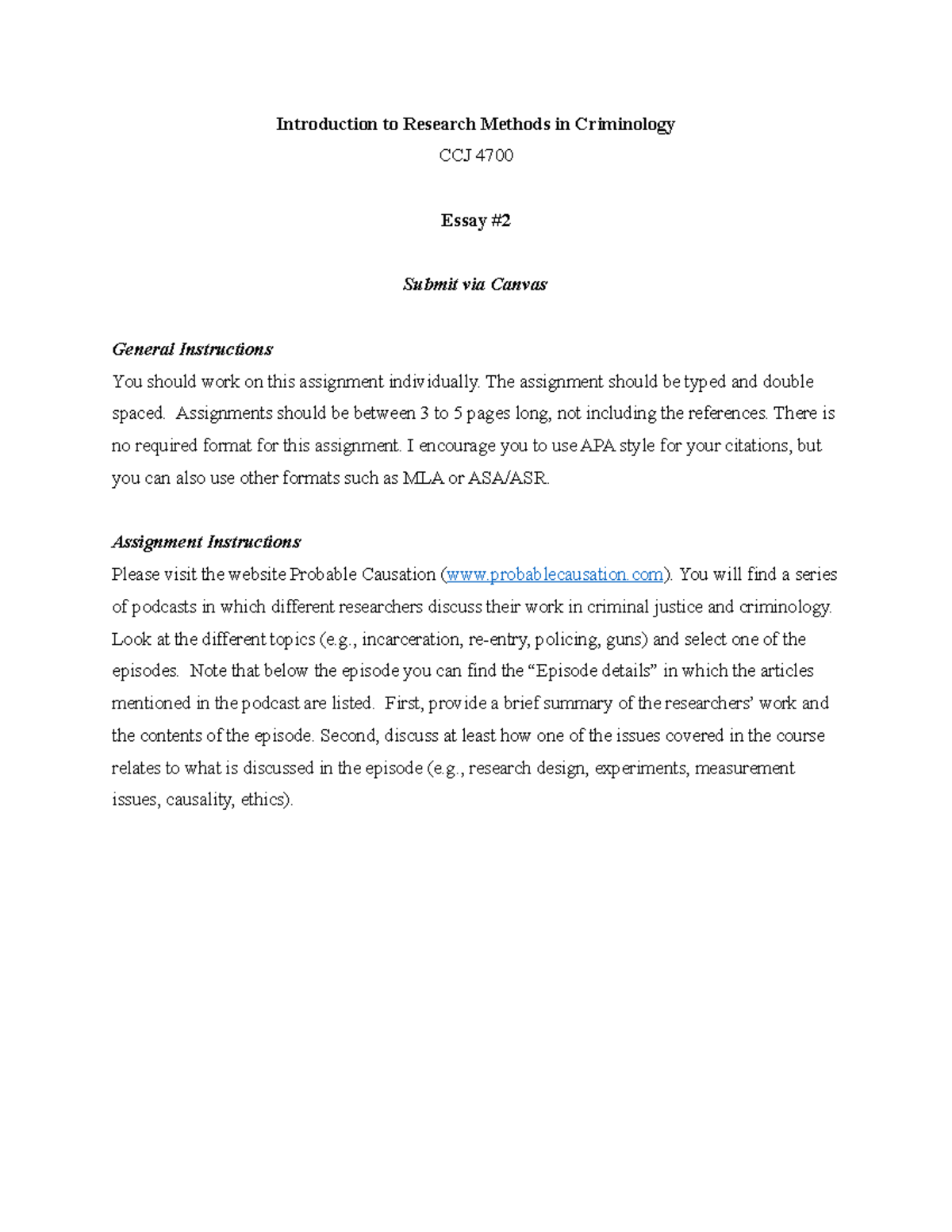 Essay 2-CCJ4700 - This is just an example - Introduction to Research ...