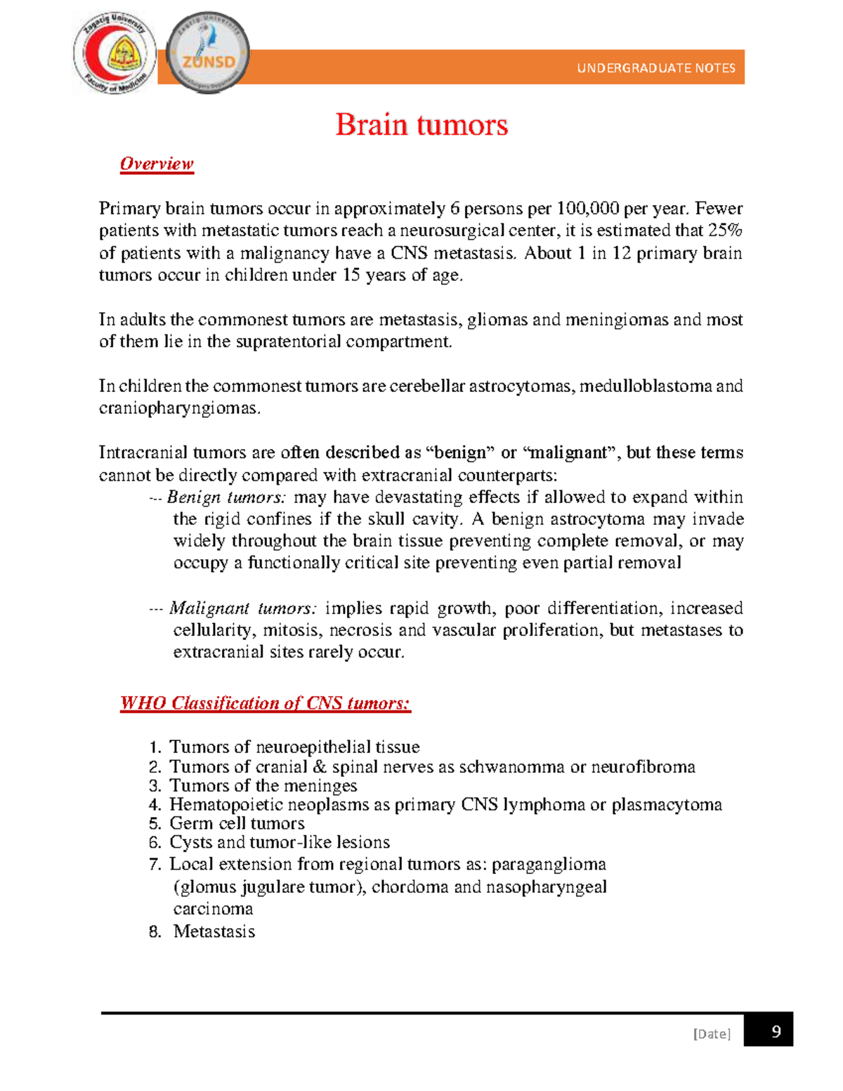 Brain tumor - Brain tumors Overview Primary brain tumors occur in ...