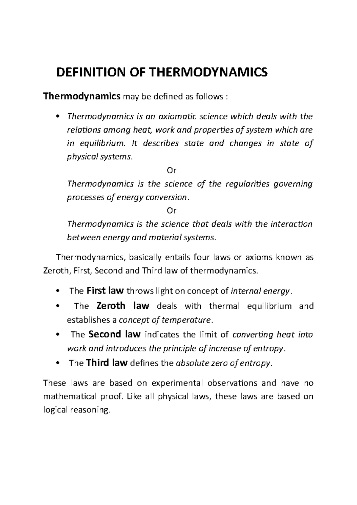Definition OF Thermodynamics - DEFINITION OF THERMODYNAMICS ...