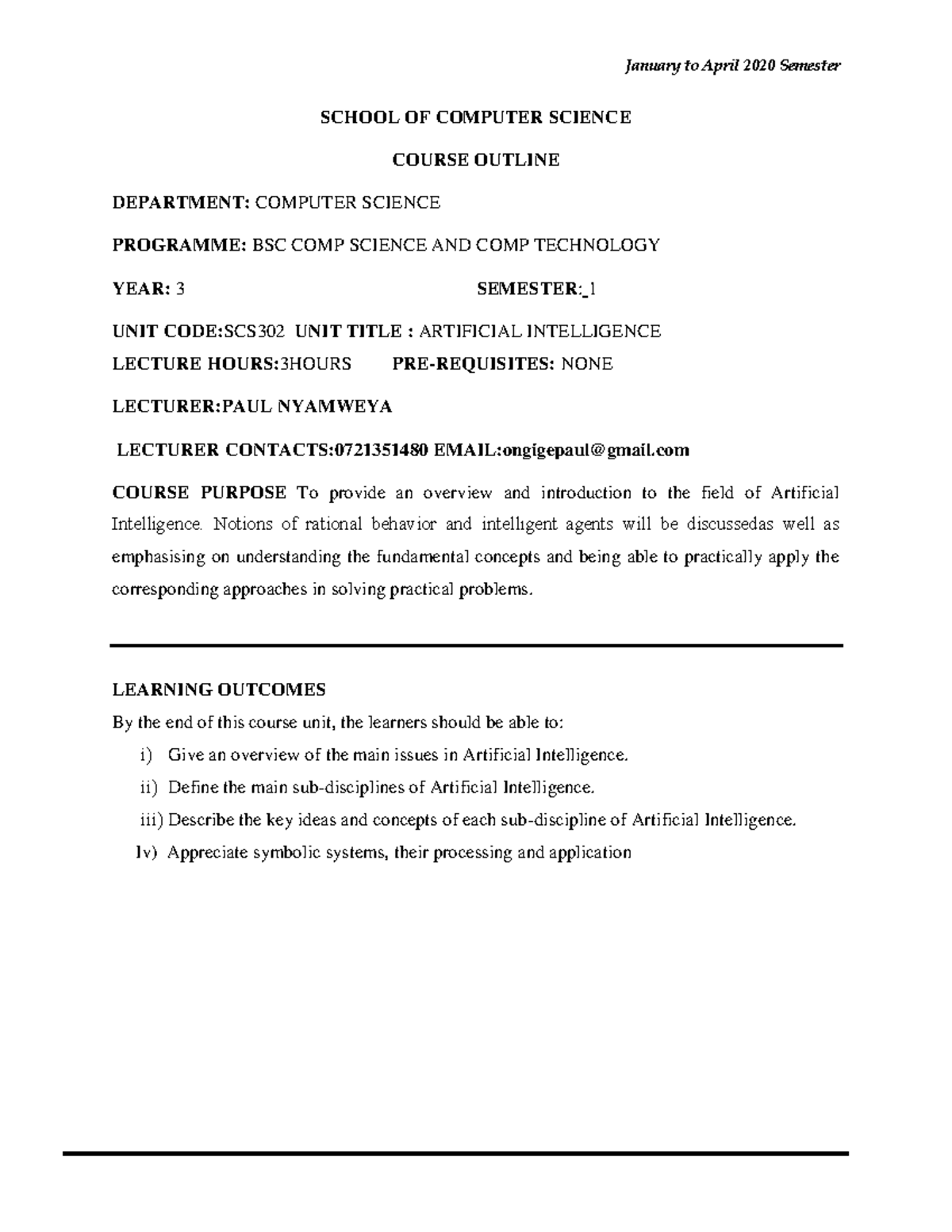 AI Notes - fundamental of artificial intelligence - SCHOOL OF COMPUTER ...