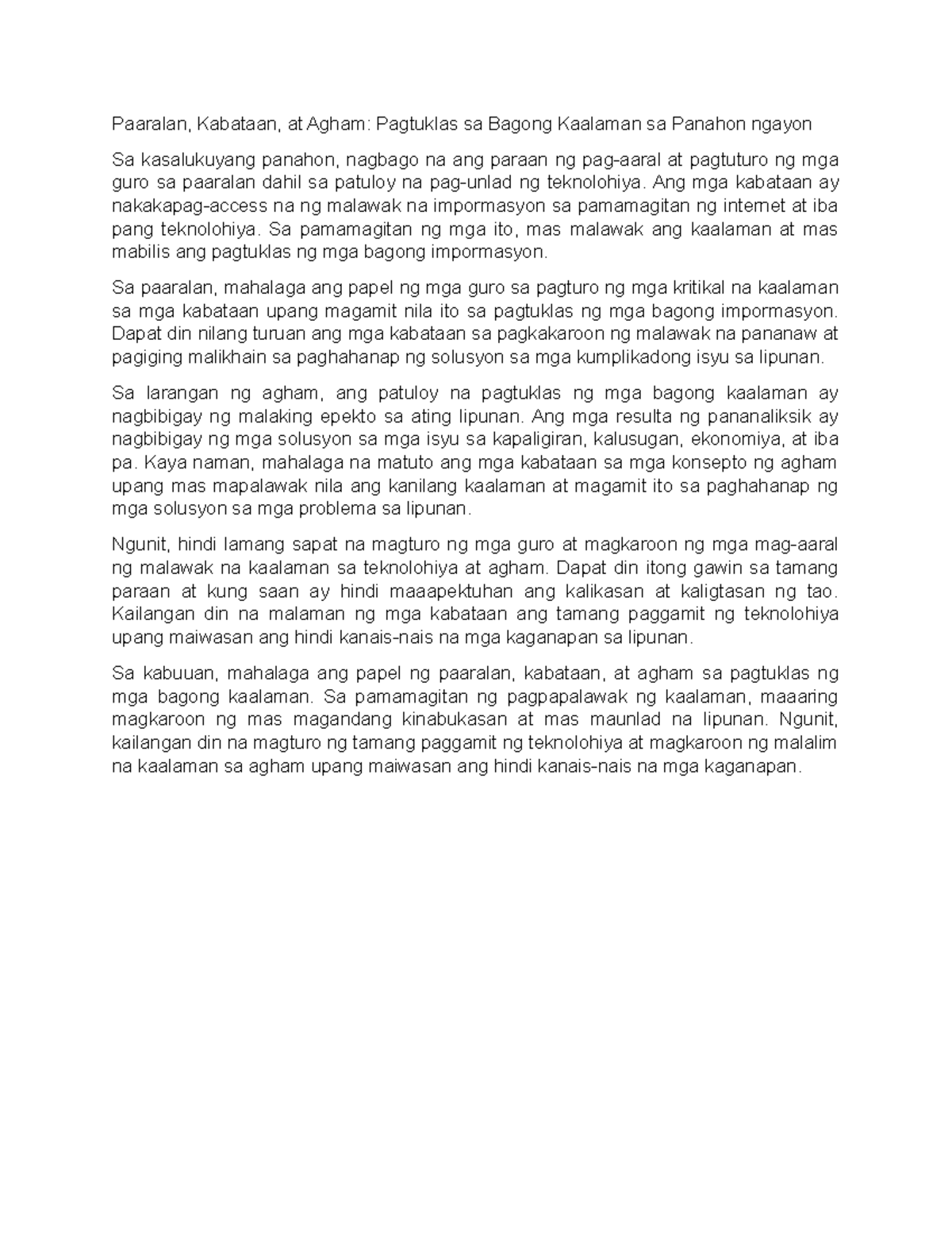 Pagsulat ng agham - filipino notes - Paaralan, Kabataan, at Agham ...