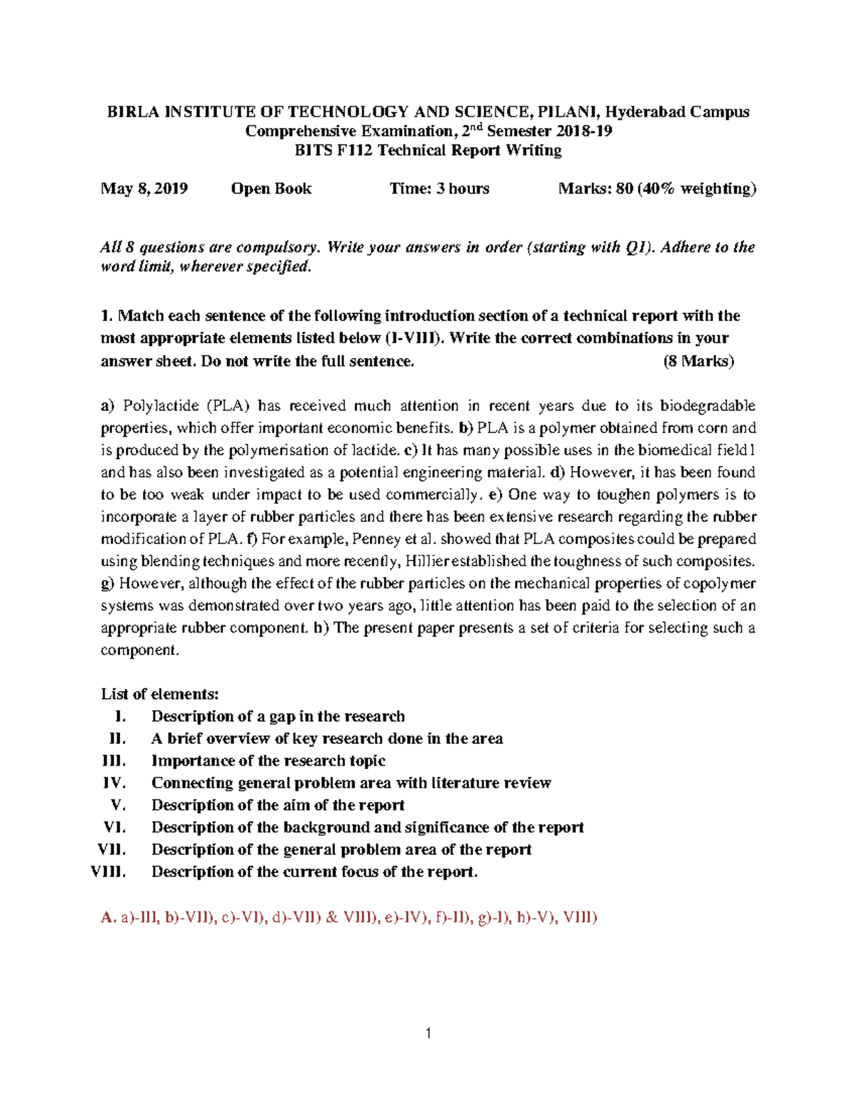 TRW Compre Key 18-19 - BIRLA INSTITUTE OF TECHNOLOGY AND SCIENCE ...