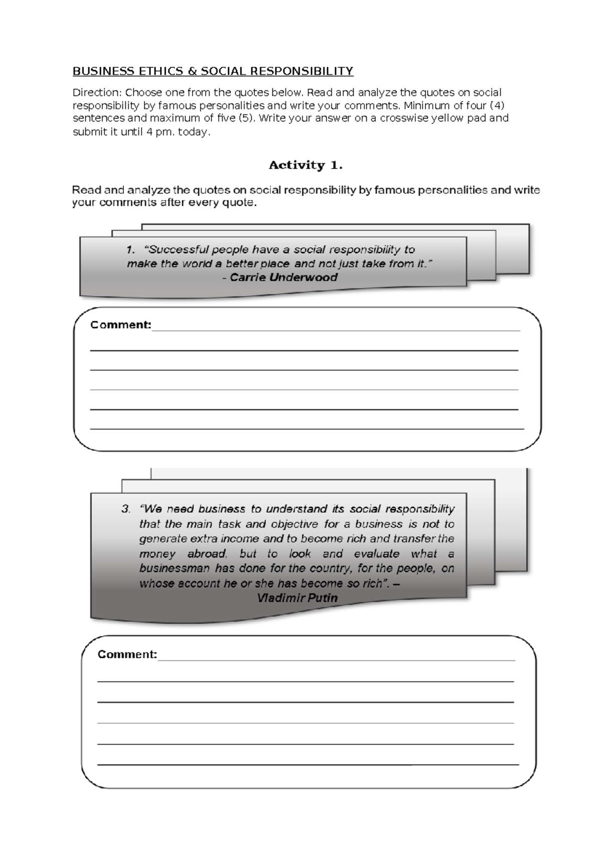 Business Ethics Activity April 16 2024 - BS Accountancy - BUSINESS ...