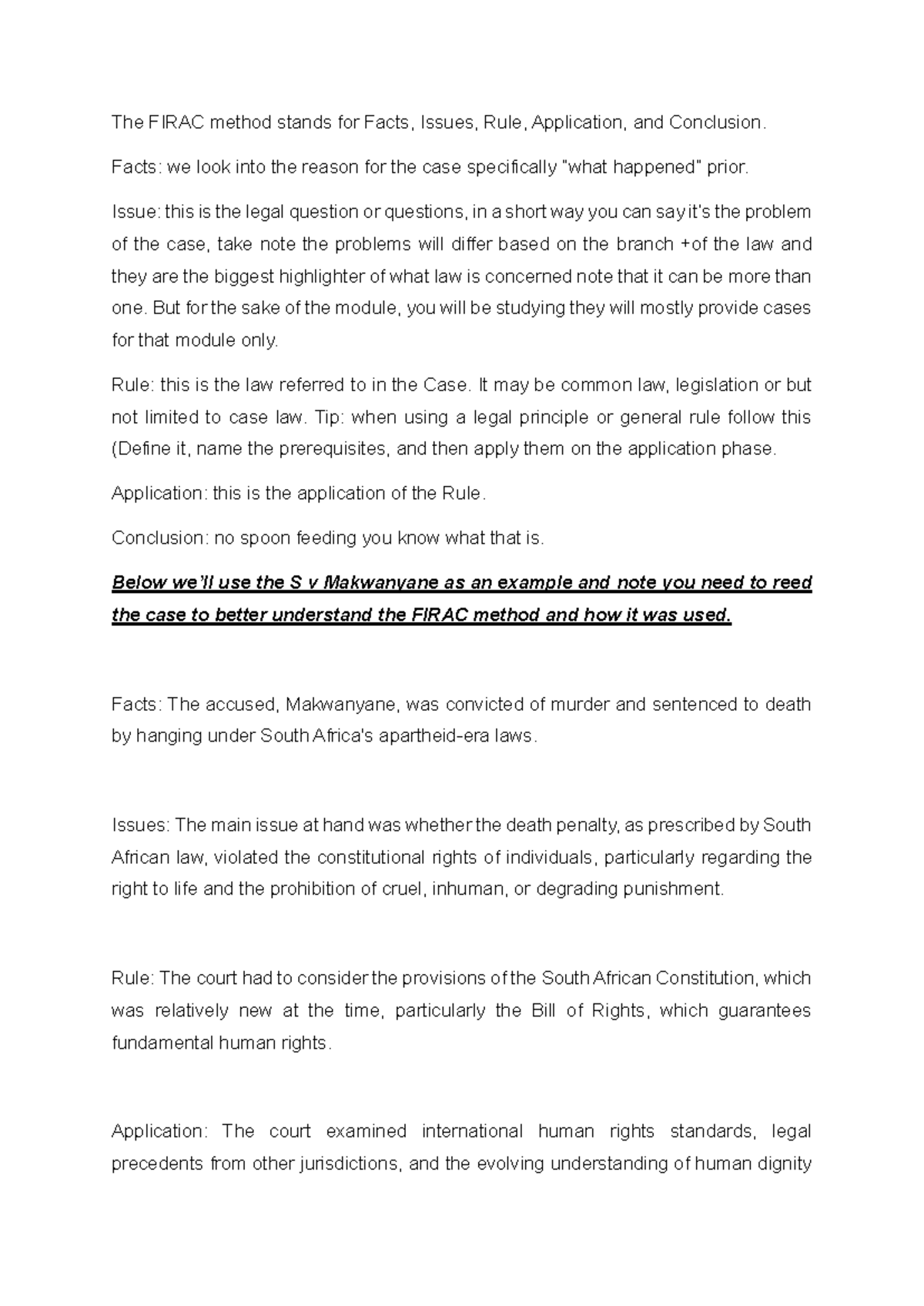 How to use the FIRAC - The FIRAC method stands for Facts, Issues, Rule, Application, and ...