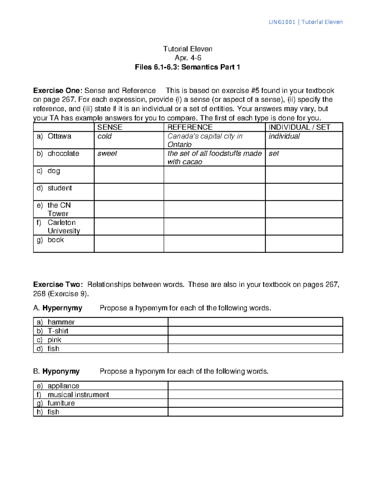 Tutorial 11 LING1001 Student Tutorial 11 Linguistics - LING1 00 1 ...