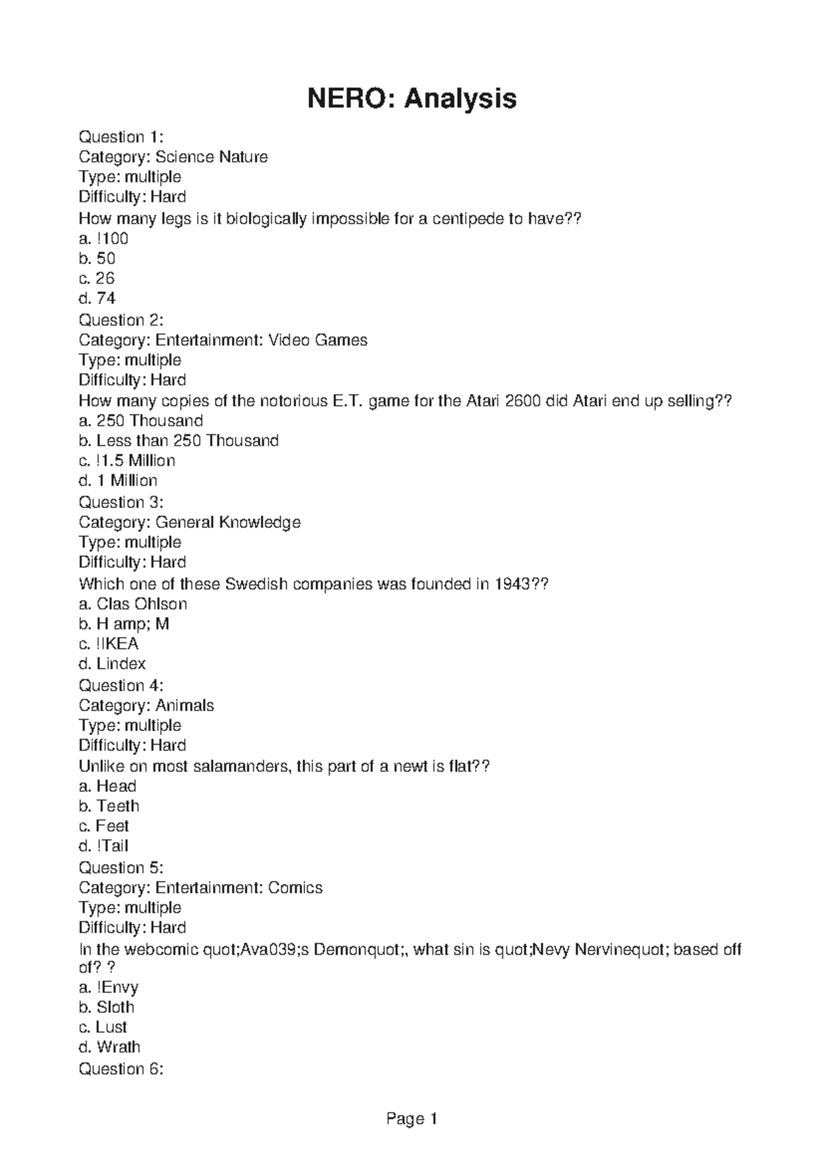 NERO100 lec notes 10 - NERO: Analysis Question 1: Category: Science ...