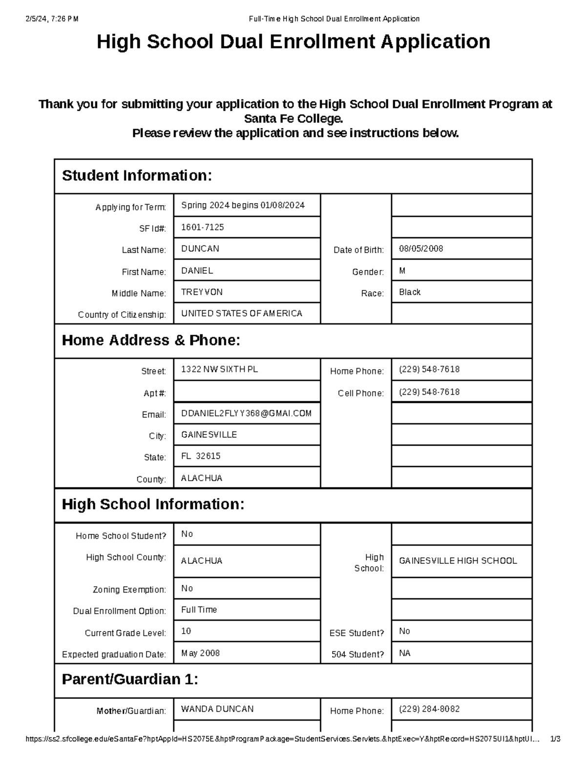 Full-Time High School Dual Enrollment Application - - Studocu