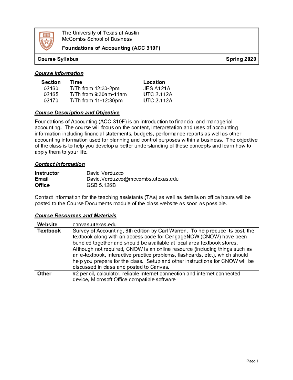 ACC 310F, Verduzco, Sp 2020 - The University of Texas at Austin McCombs ...