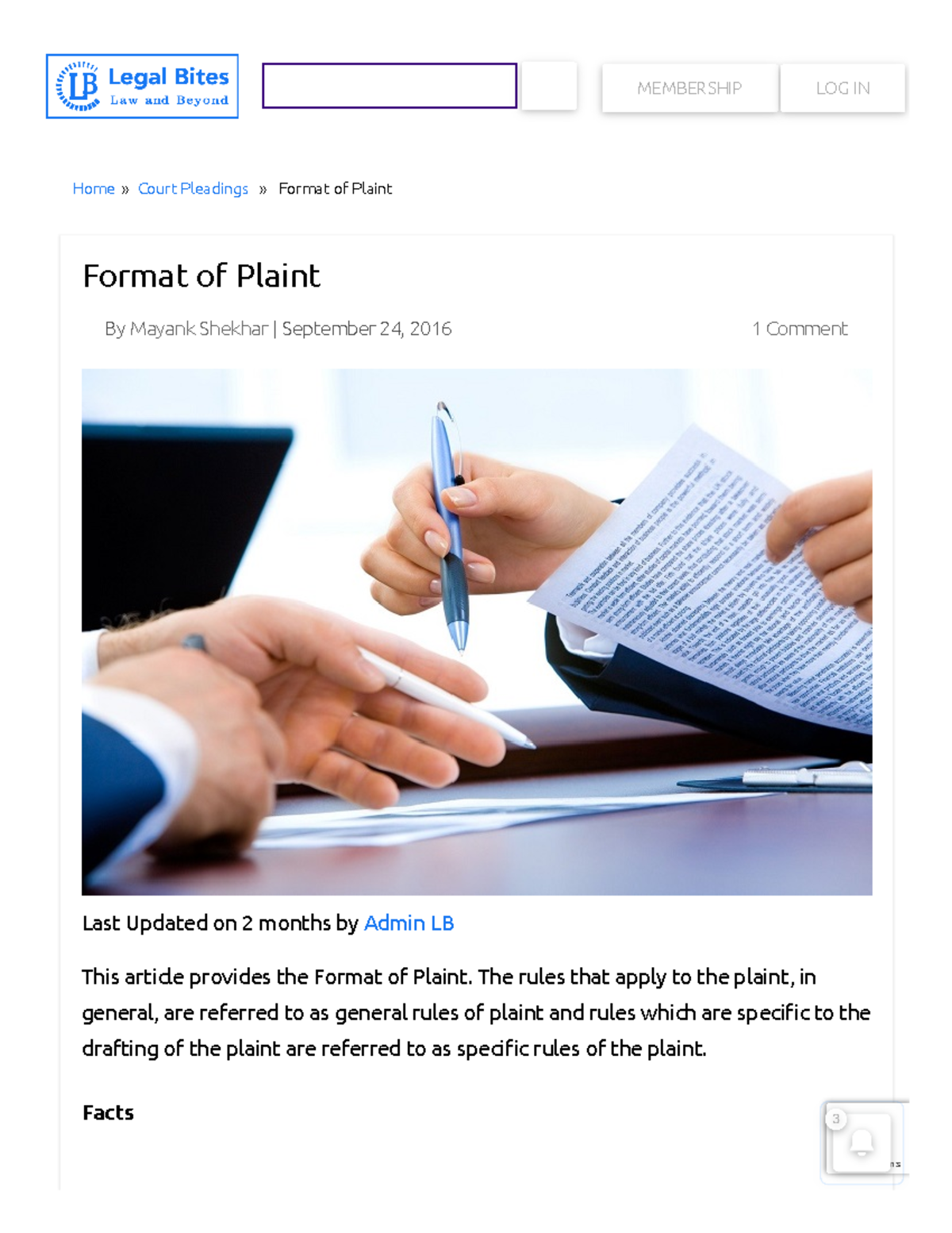 Format of Plaint - The rules that apply to the plaint, in general, are ...