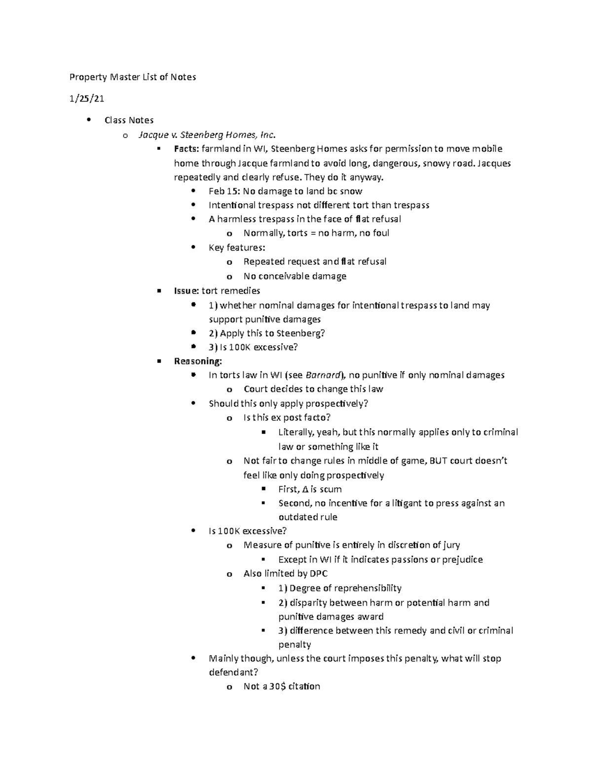 Property Master List of Notes - Property Master List of Notes 1/25 ...