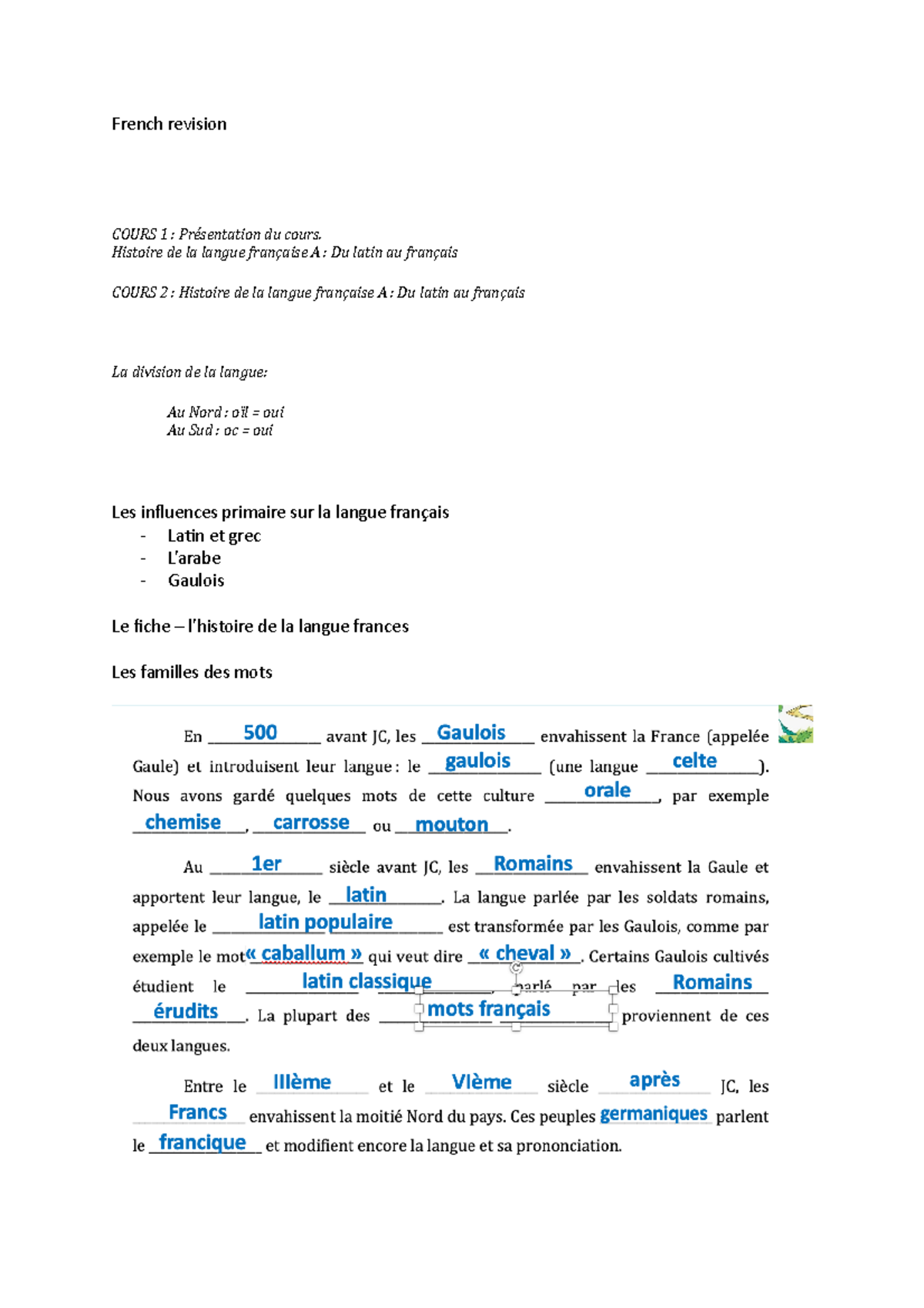 Module 1 revision - French revision COURS 1 : Présentation du cours ...