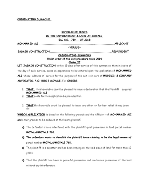 Drafting of Pleadings - For the KSL purpose - NOTICE OF MOTION 1. Stay ...