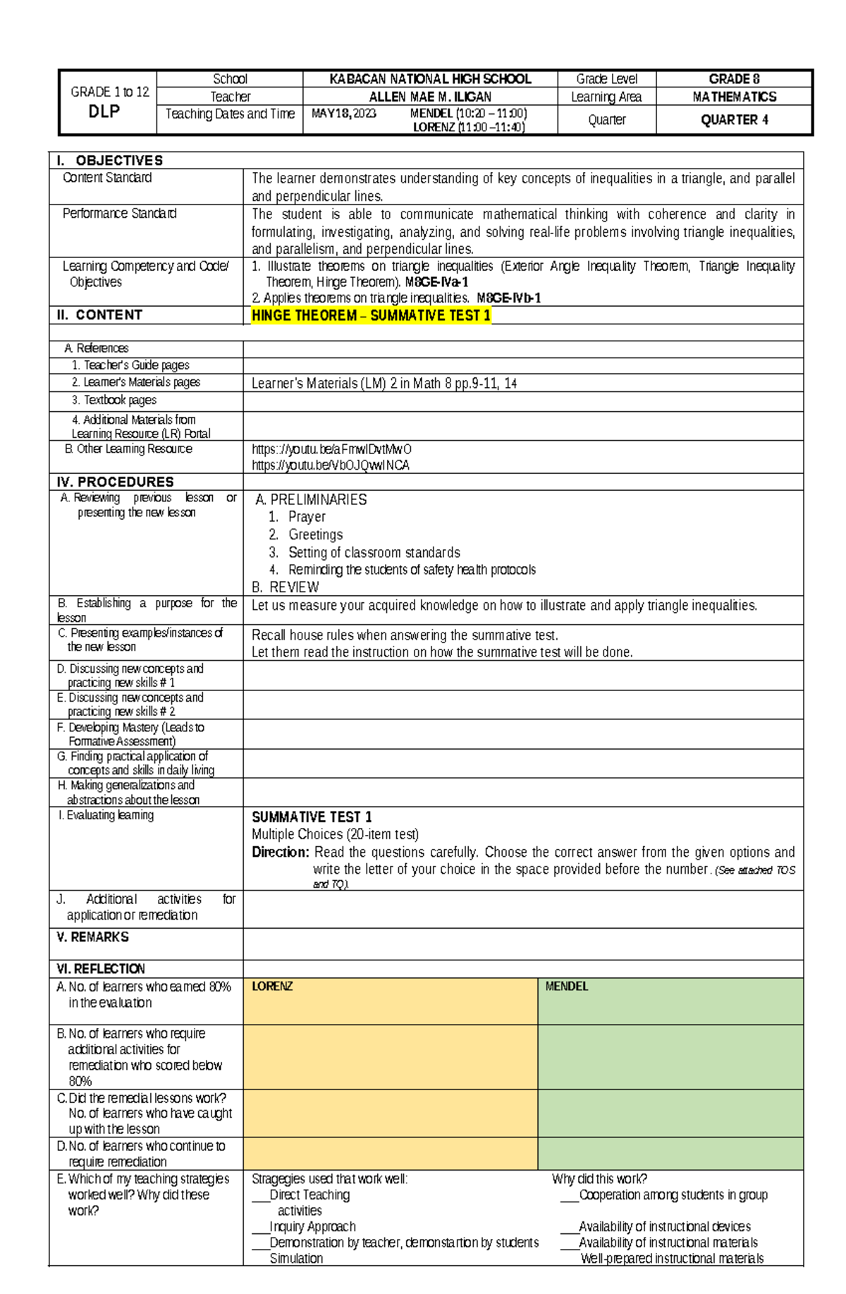 DLP Q4 Summative Tests 1 - GRADE 1 to 12 DLP School KABACAN NATIONAL ...
