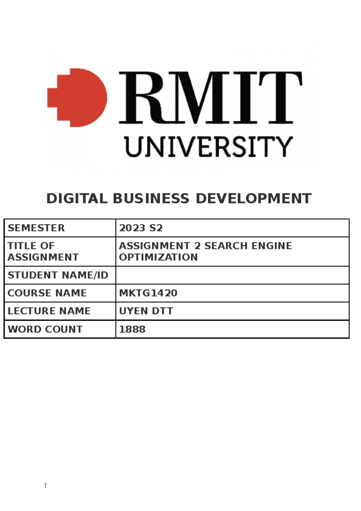 Assignment 2_DBD_79% - DIGITAL BUSINESS DEVELOPMENT SEMESTER 2023 S ...