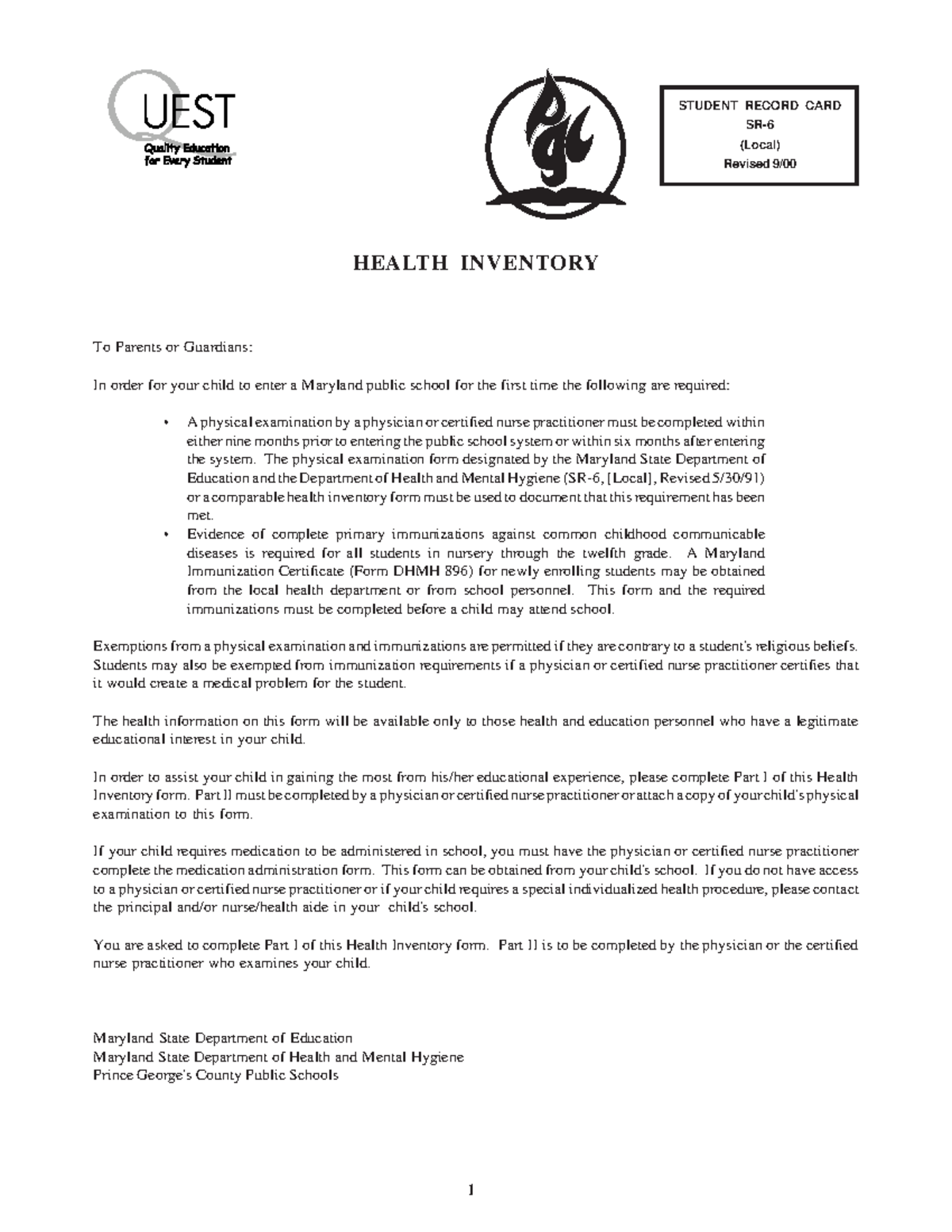 Heath-inventory-form - STUDENT RECORD CARD SR- (Local) Revised 9 ...