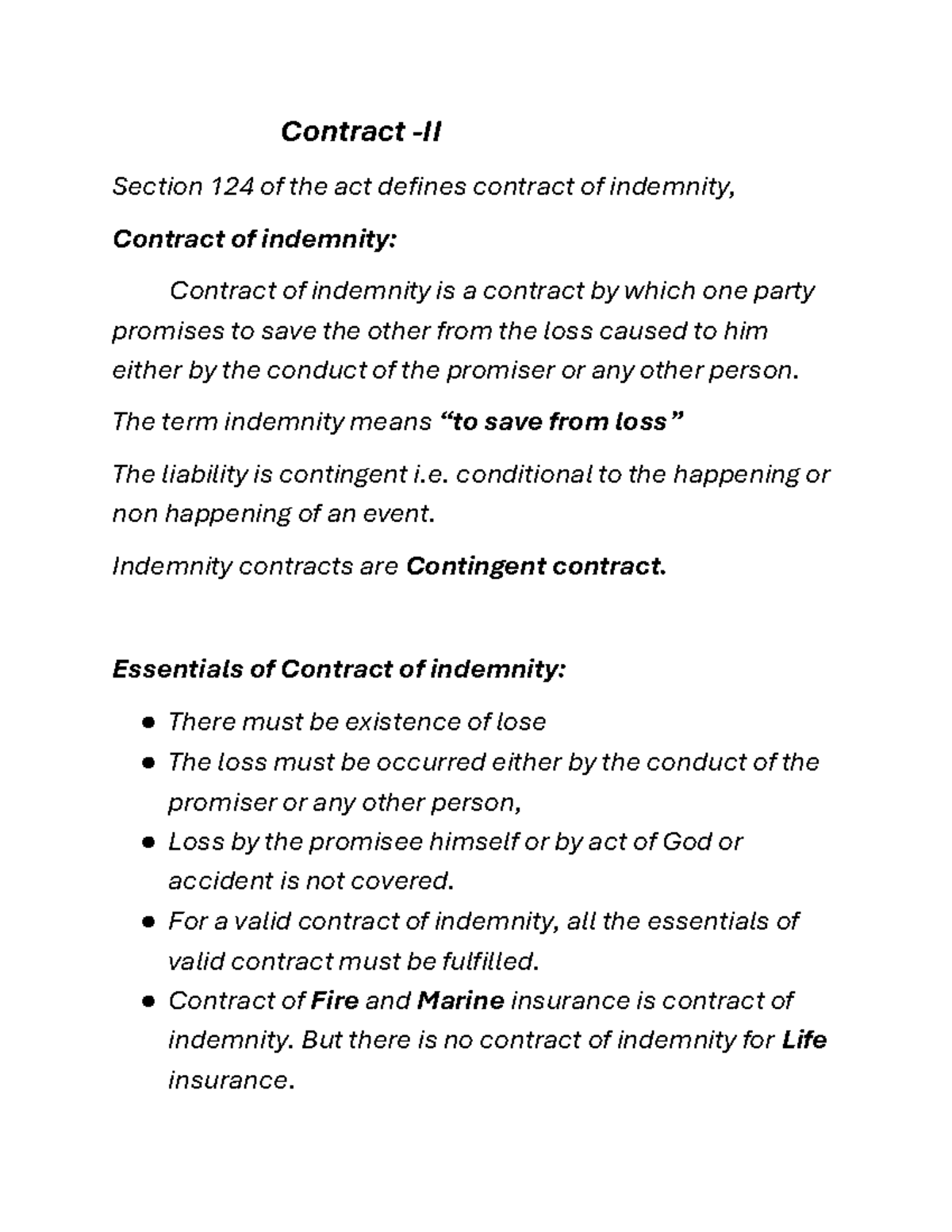 Contract law-II notes by Nimra Zainab-1 - Contract - II Section 124 of ...