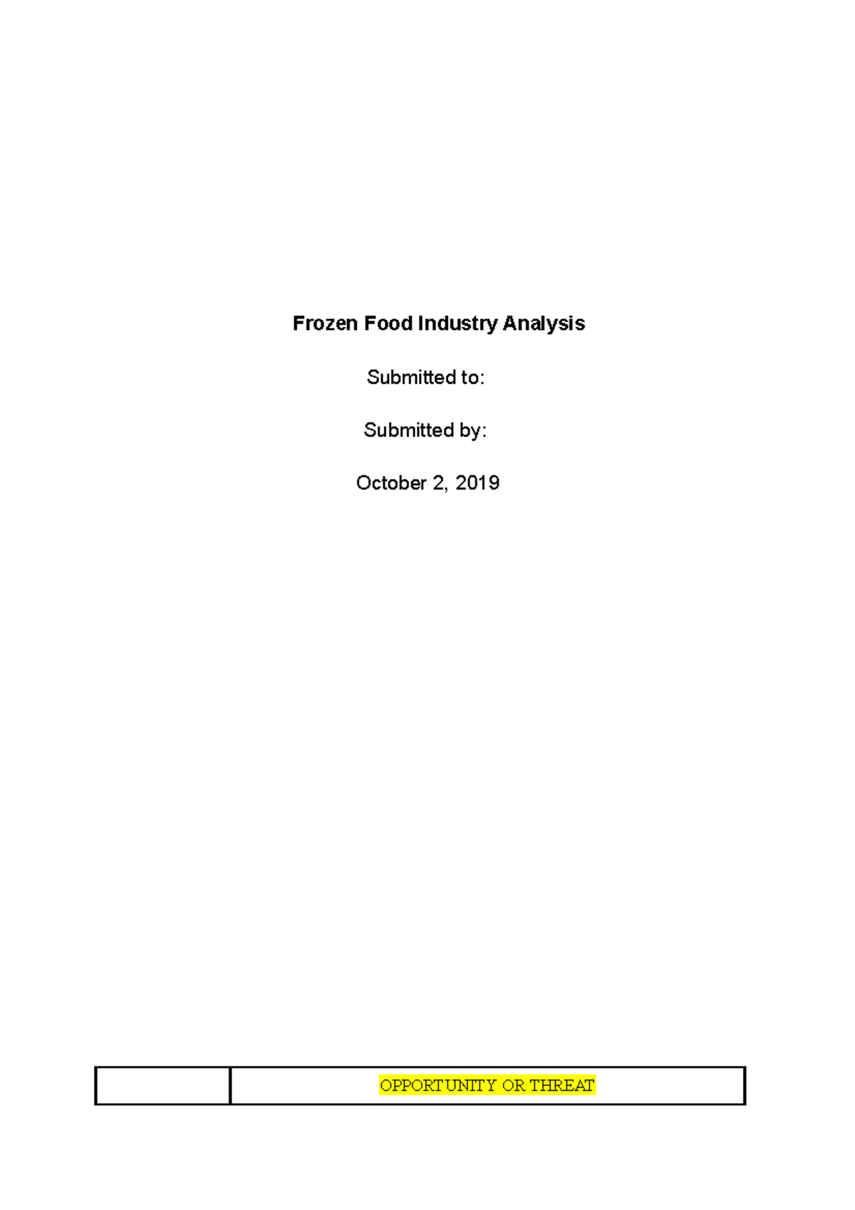 SWOT Frozen FOOD - General Business - Frozen Food Industry Analysis ...