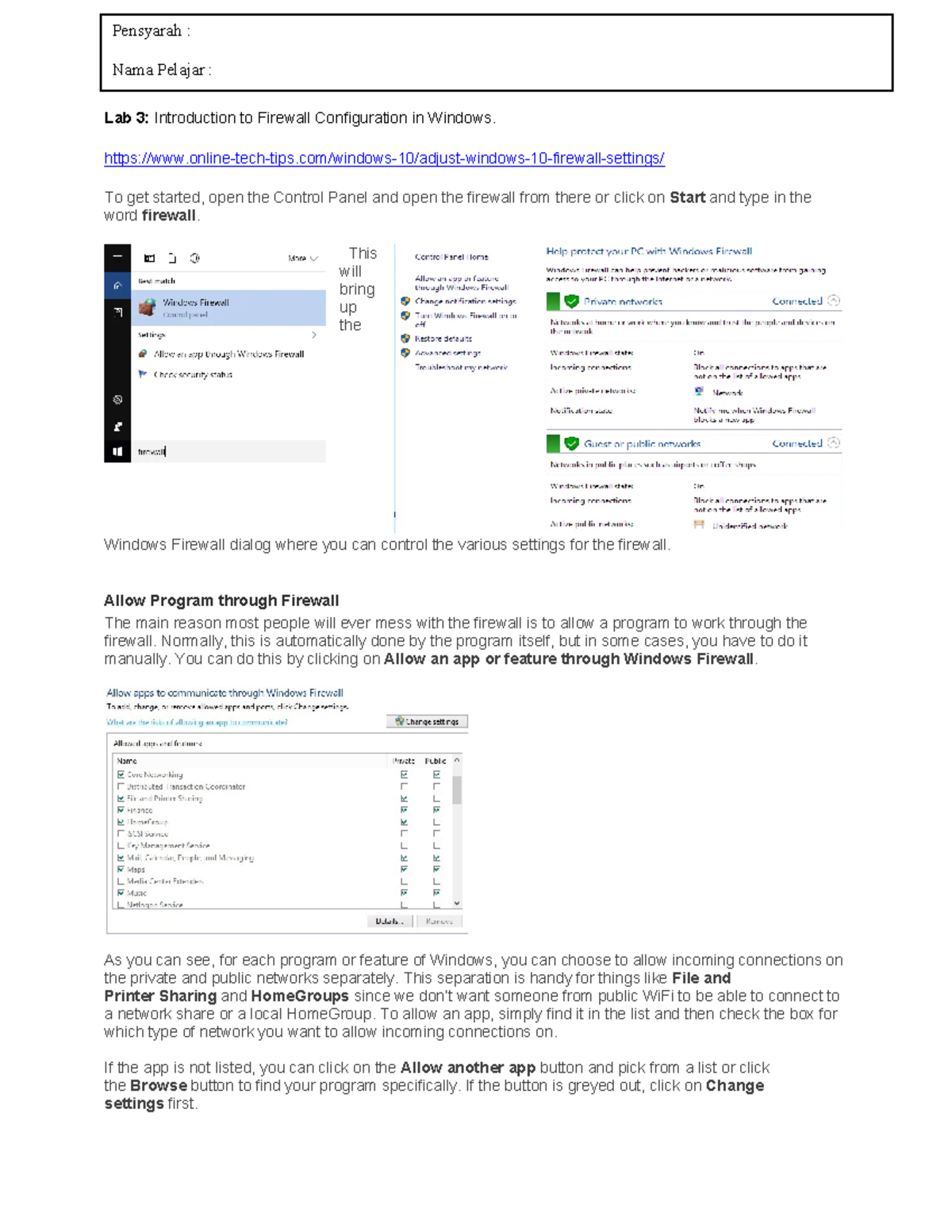 Lab 3 - premi - Lab 3: Introduction to Firewall Configuration in ...