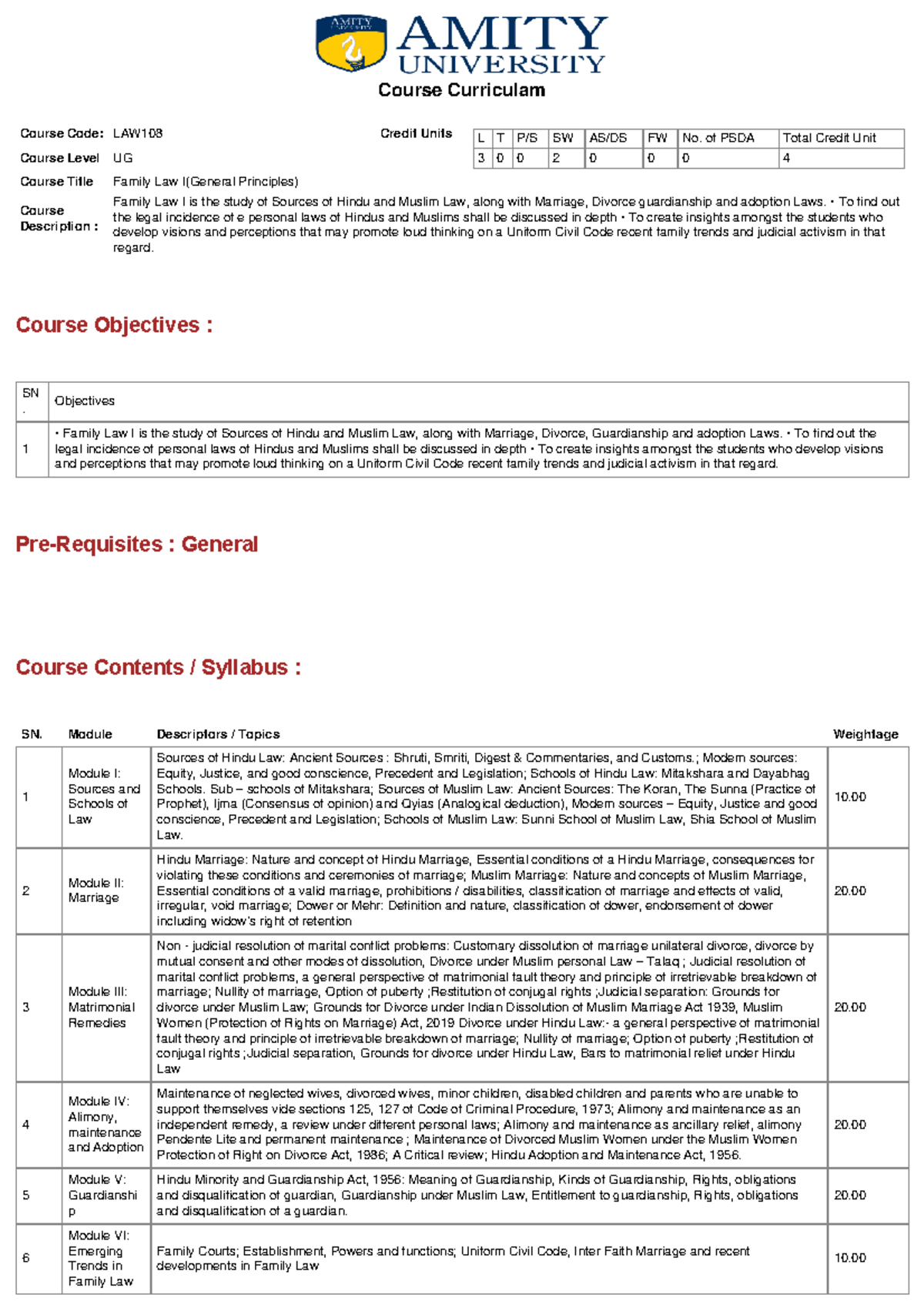 Course Curriculum 4 - syllabus - Course Objectives : Pre-Requisites ...