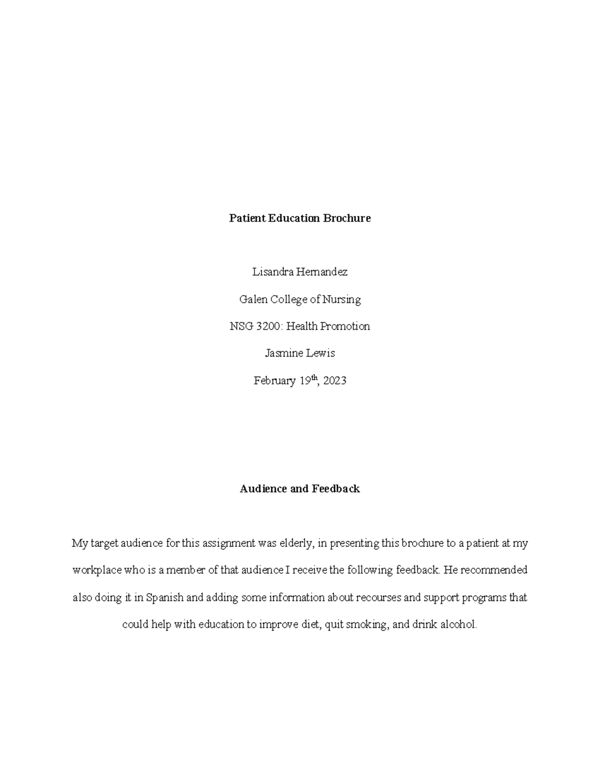 Patient Education Brochure - Patient Education Brochure Lisandra ...