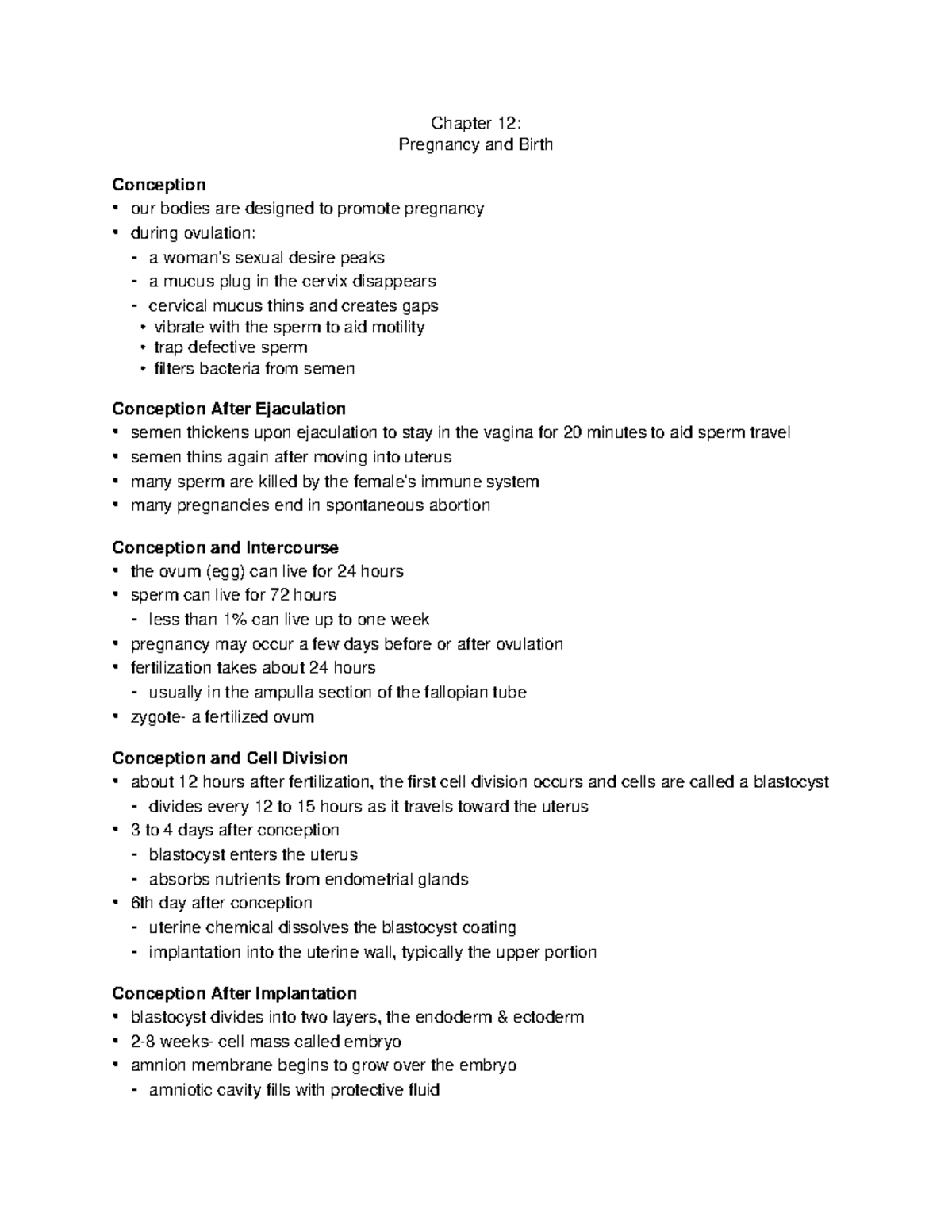 Chapter 12 Pregnancy and Birth - Chapter 12: Pregnancy and Birth ...