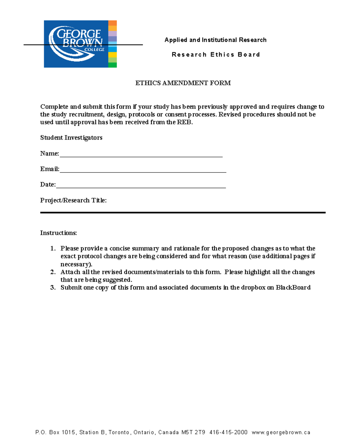 Ethics Amendment Form - Student v2022 - Applied and Institutional ...