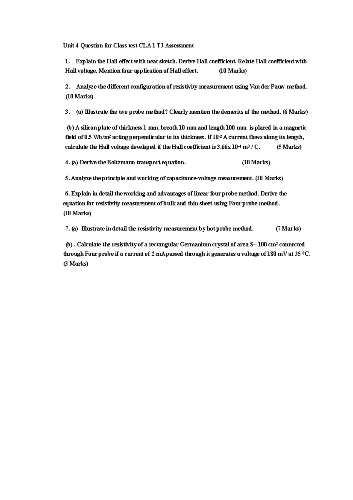 Unit 4 Question Bank - EEE MATERIAL - Unit 4 Question for Class test ...