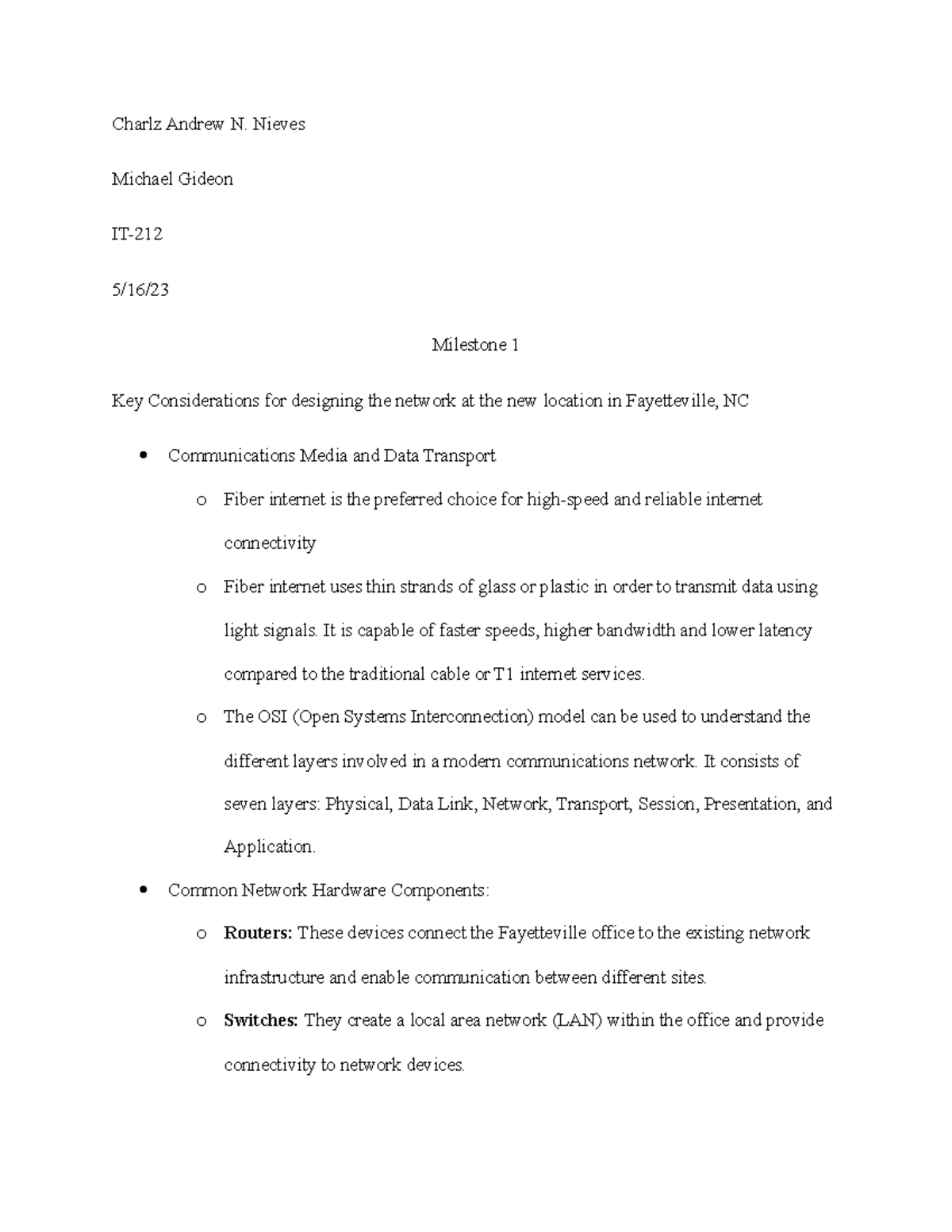 Milestone One IT-212 - Charlz Andrew N. Nieves Michael Gideon IT- 5/16 ...