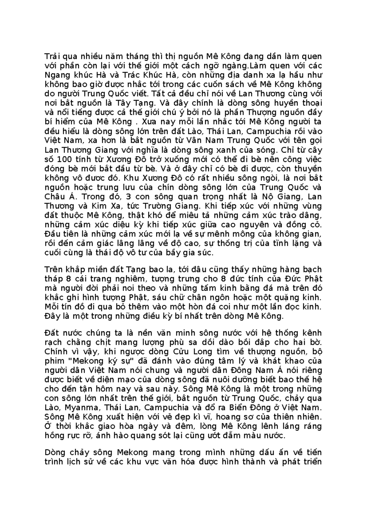 BT1 - Nhóm Myanmar - shyfgwaushfi - Trải qua nhiều năm tháng thì thị nguồn Mê Kông đang dần làm ...