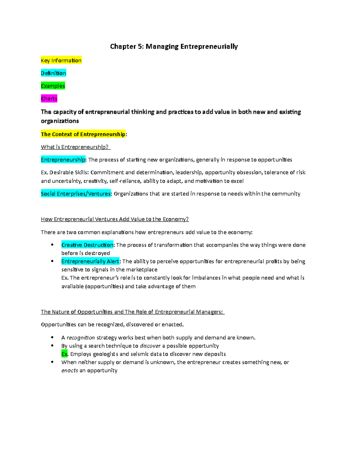 Chapter 5 Pearson Textbook Managing Entrepreneurally Notes - Chapter 5 ...