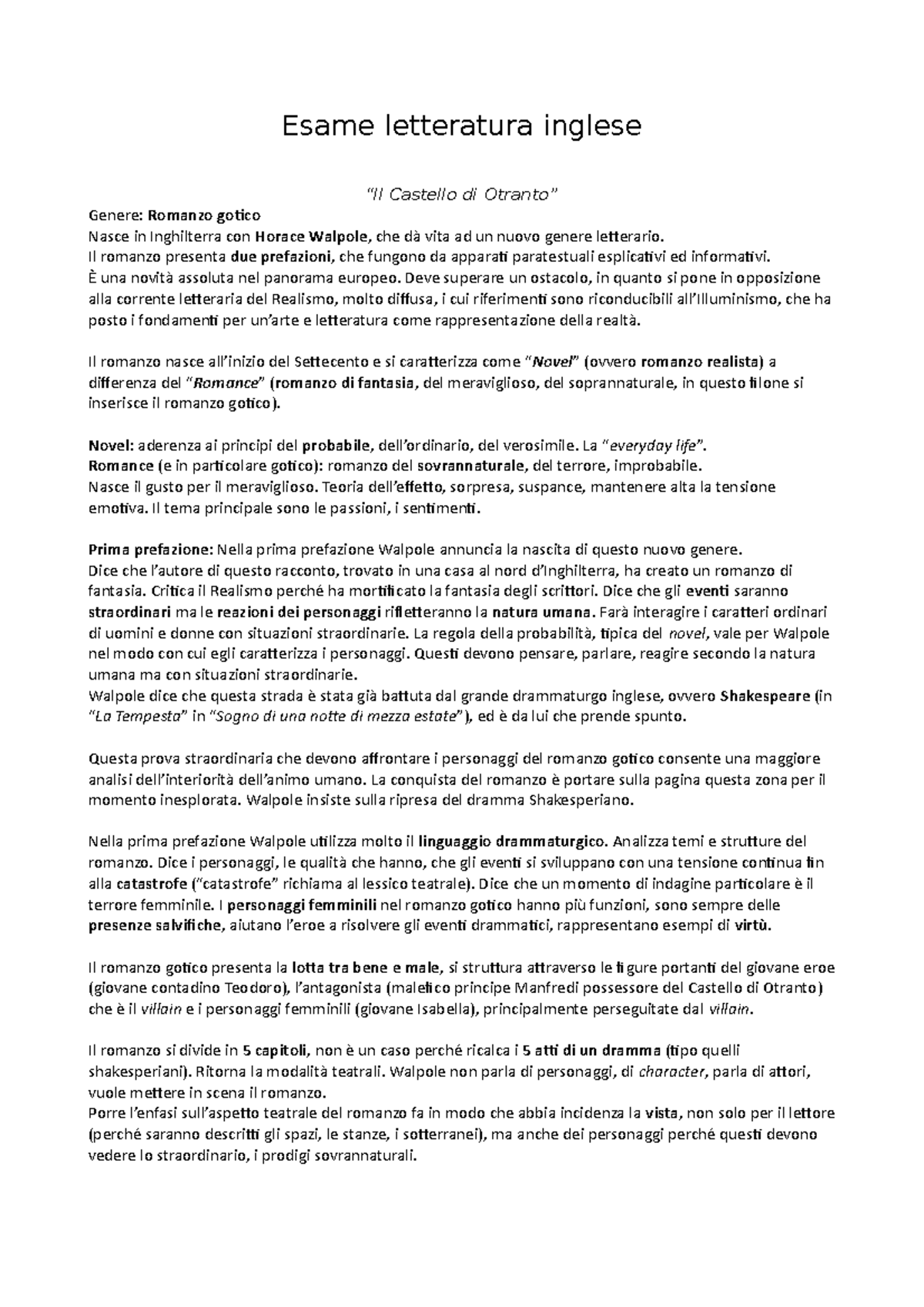 Esame inglese - Di facile comprensione , esaustivo - Esame letteratura ...