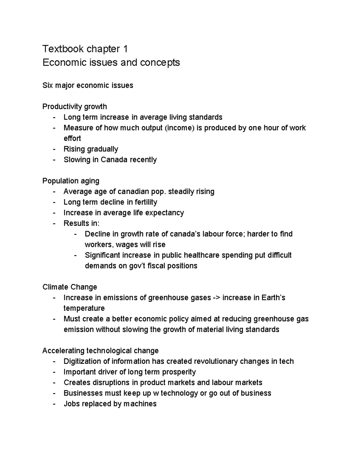 ECON 208 textbook notes - Textbook chapter 1 Economic issues and ...