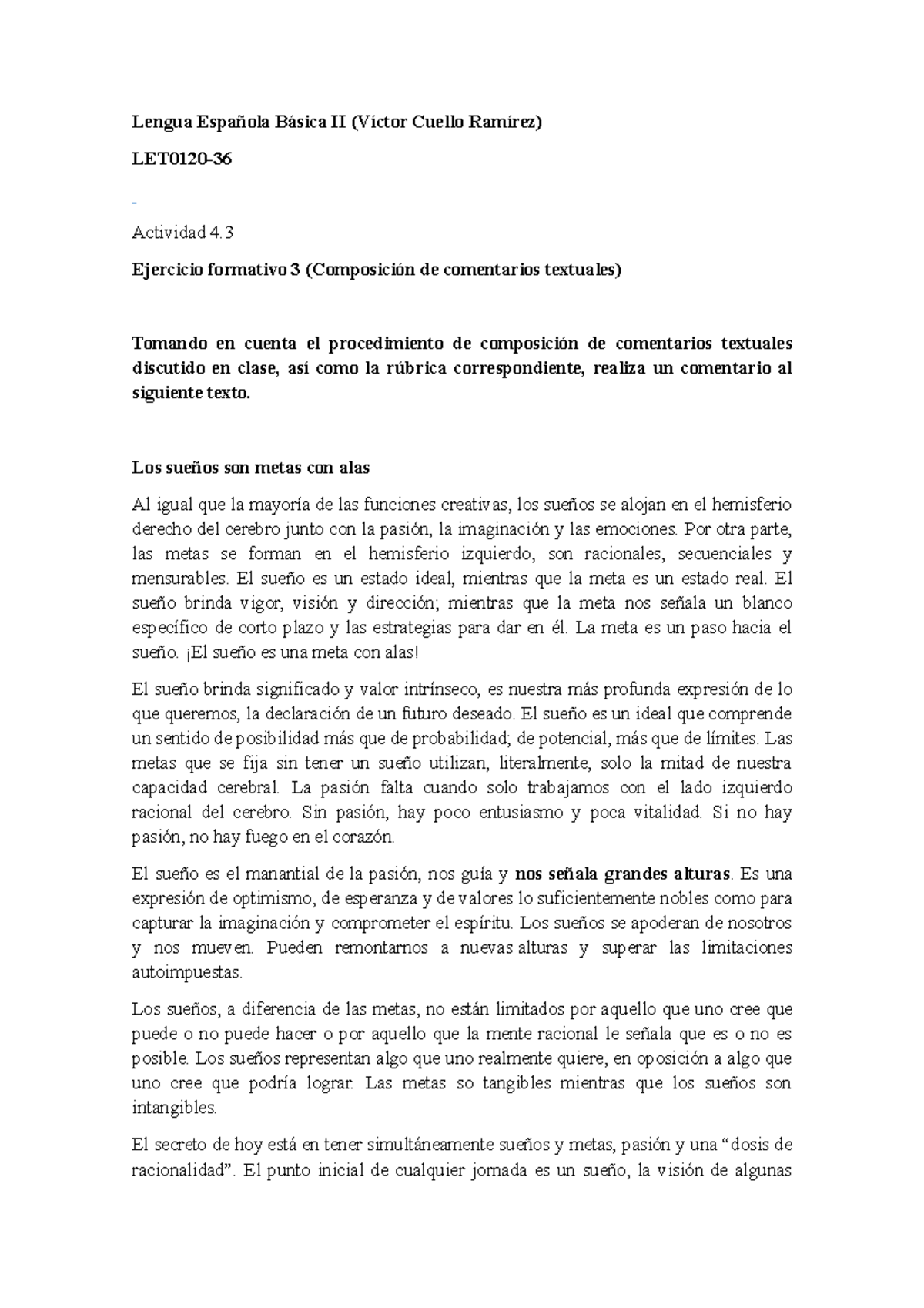 Composición de Comentario textual de Lengua Española - Lengua Española ...