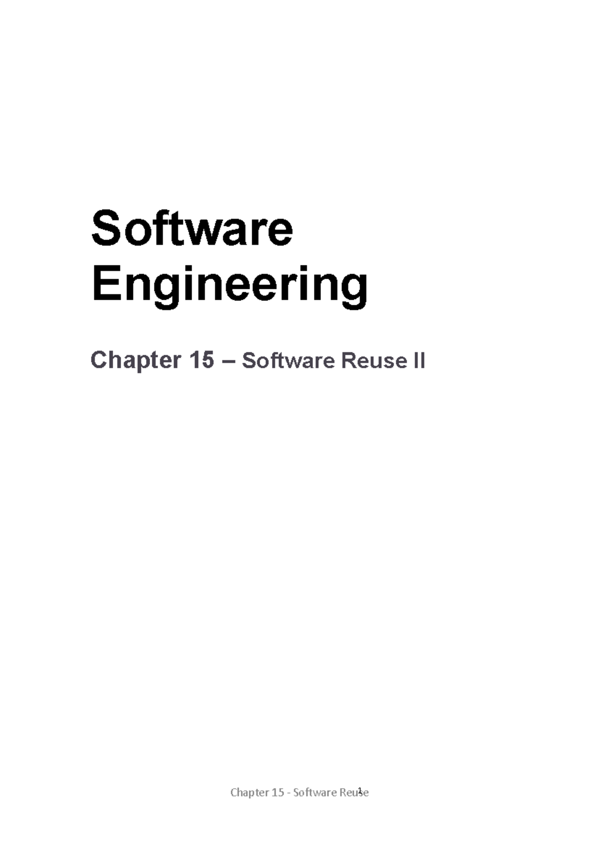 Software Engineering - Ch15 Software Reuse Lecture 2 - Software Engineering Chapter 15 ...