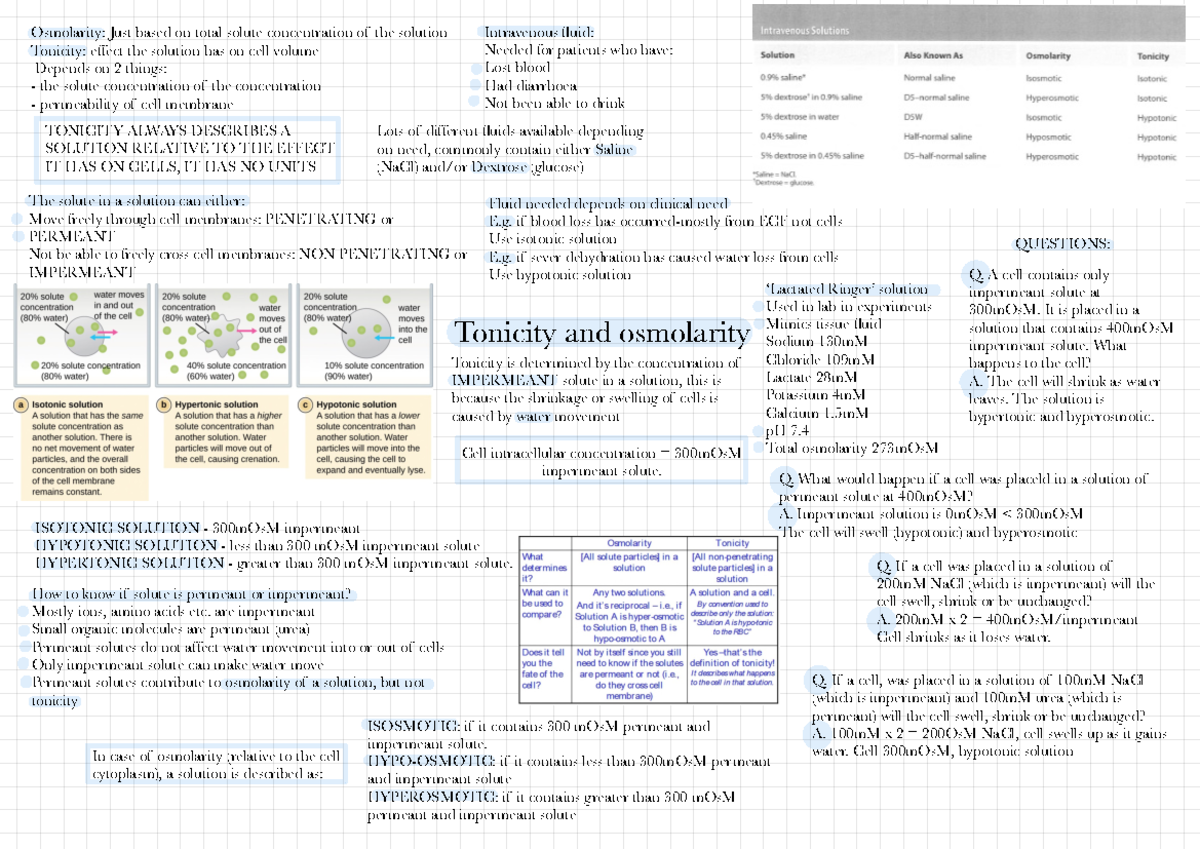 Tonicity And Osmolarity - Tonicity and osmolarity Osmolarity: Just ...