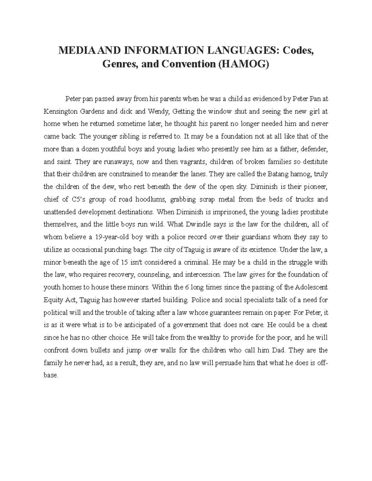 Batang Hamog - Good - MEDIA AND INFORMATION LANGUAGES: Codes, Genres ...