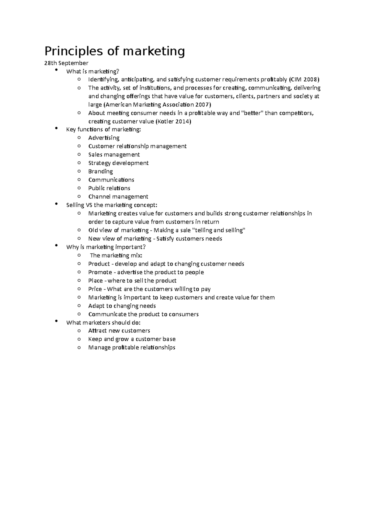 Principles of marketing - Studocu