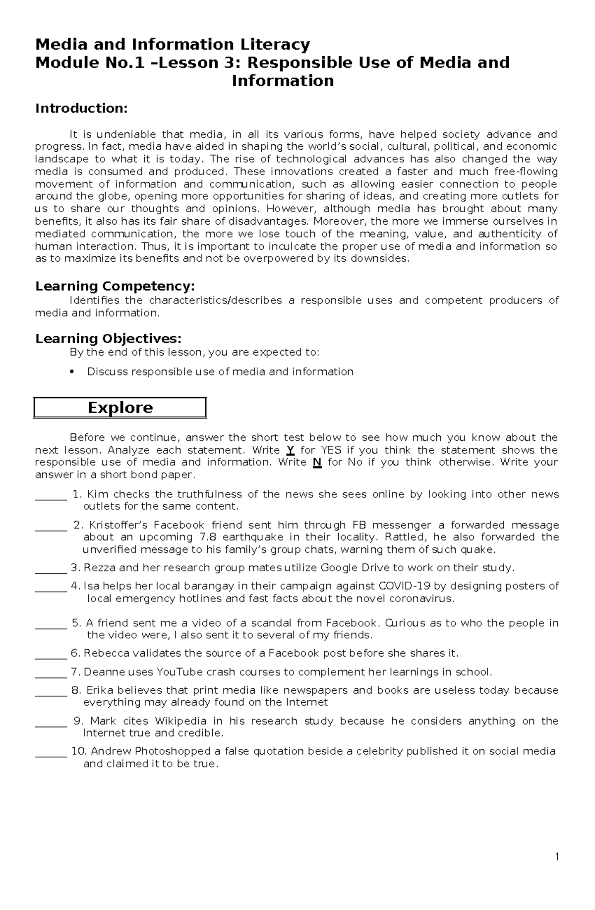 Responsible media user lesson 3 - Media and Information Literacy Module ...