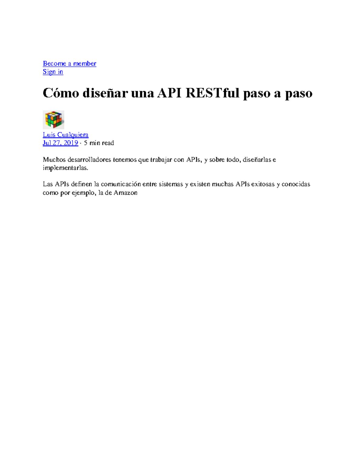Cómo diseñar una API RESTful paso a paso - Become a member Sign in Cómo ...