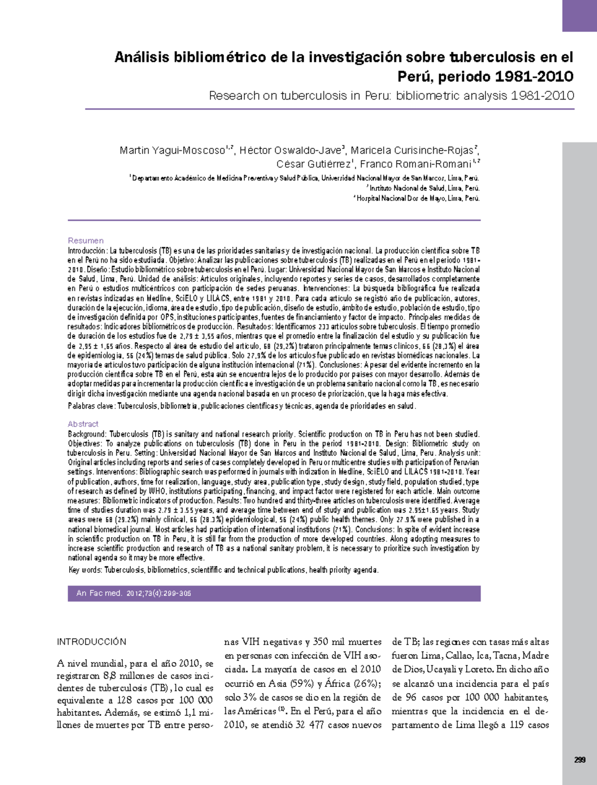 Tuberculosis - alimentoss - Martín Yagui-Moscoso 1, , Héctor Oswaldo ...