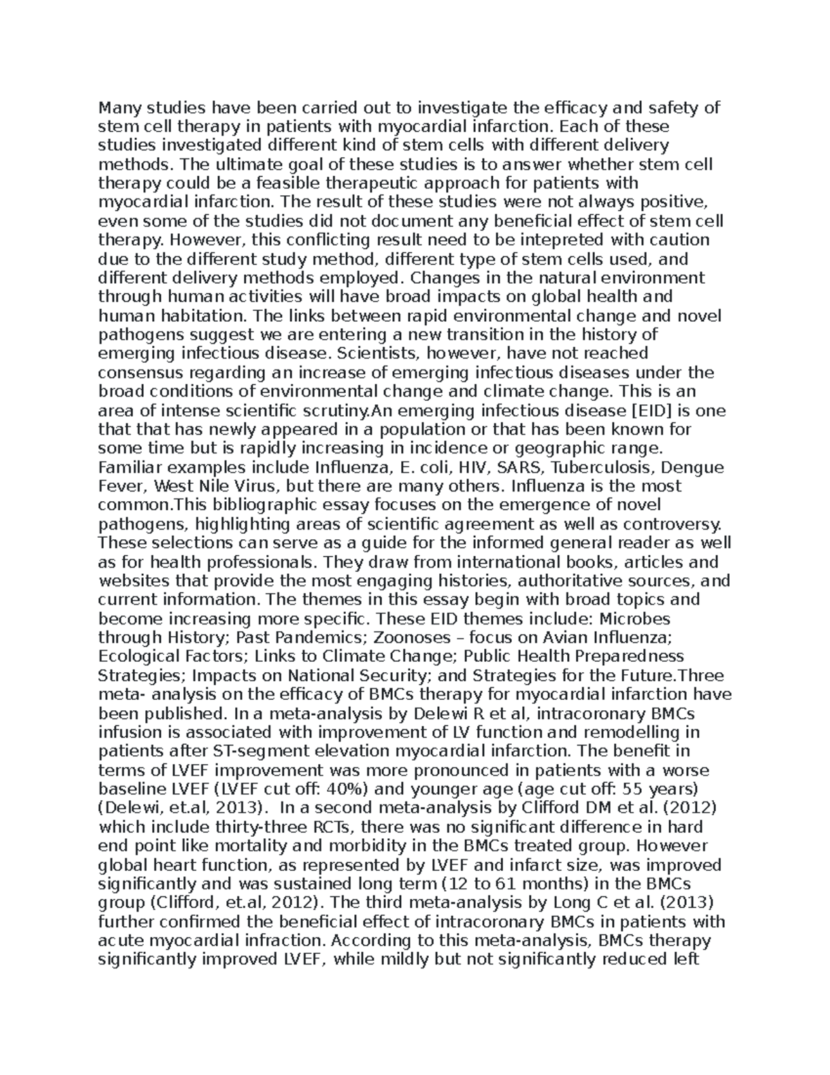 1031 - notes written for bio - Many studies have been carried out to ...