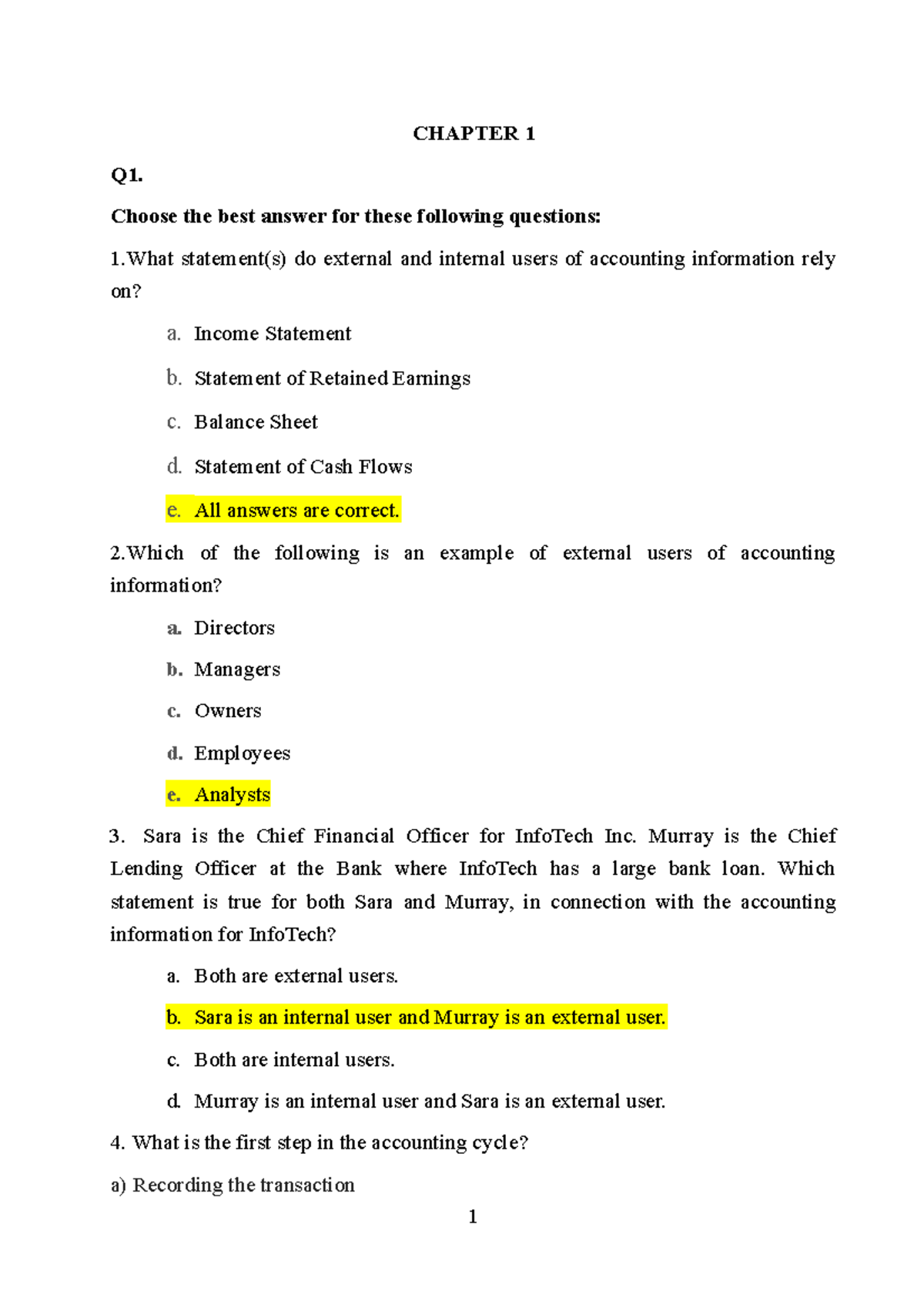 Question chapter 1 - CHAPTER 1 Q1. Choose the best answer for these ...