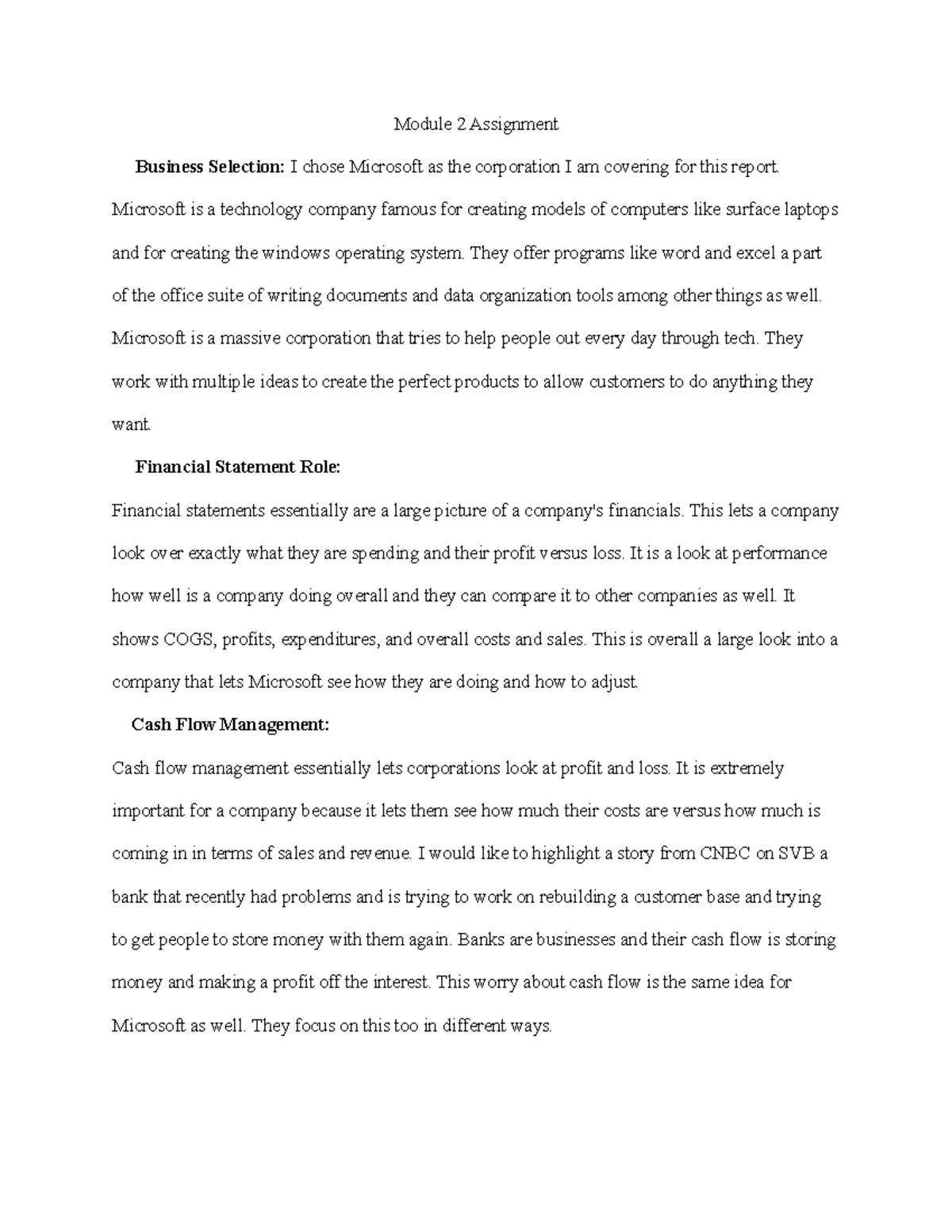 Module 2 Assignment for FIN - Module 2 Assignment Business Selection: I ...
