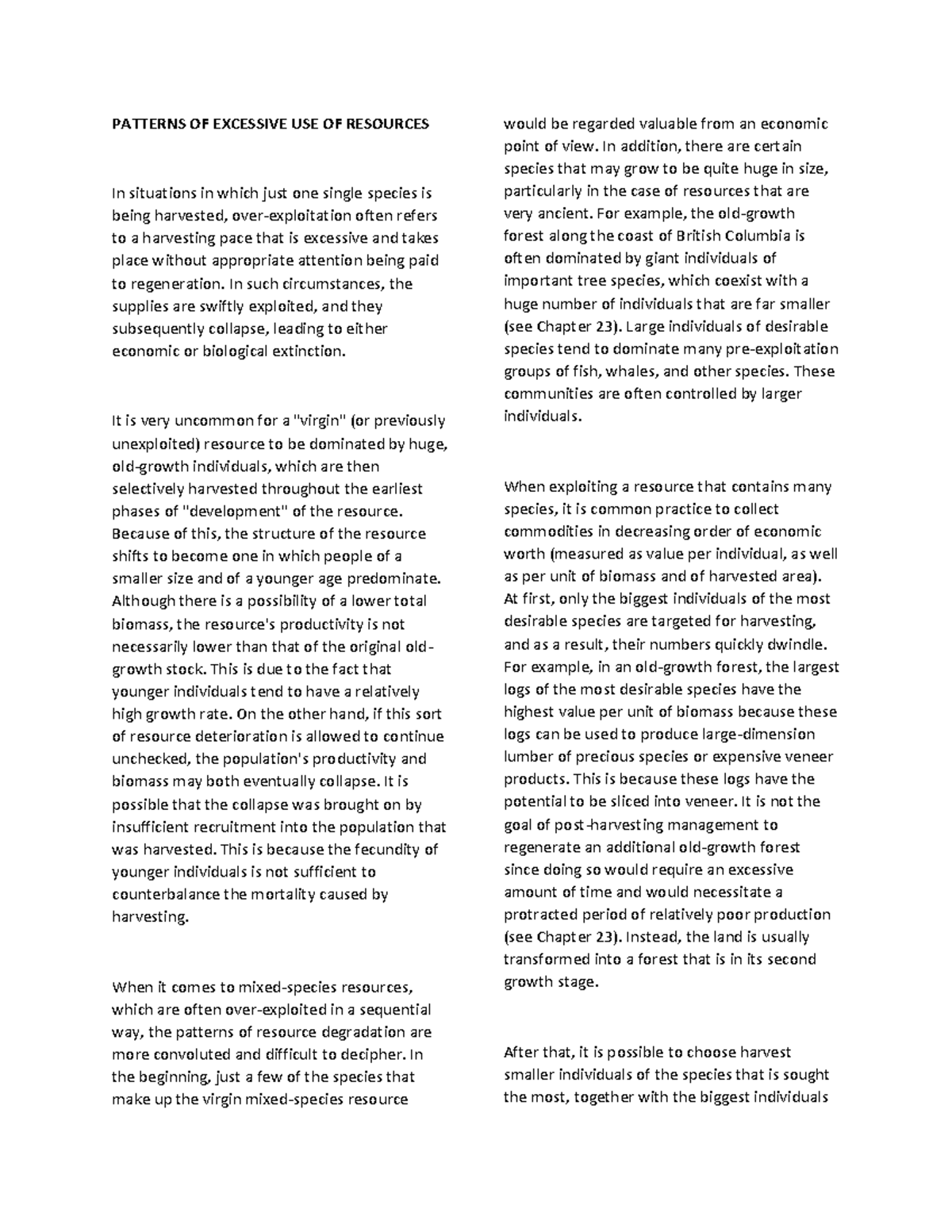 Patterns OF Excessive USE OF Resources - PATTERNS OF EXCESSIVE USE OF ...