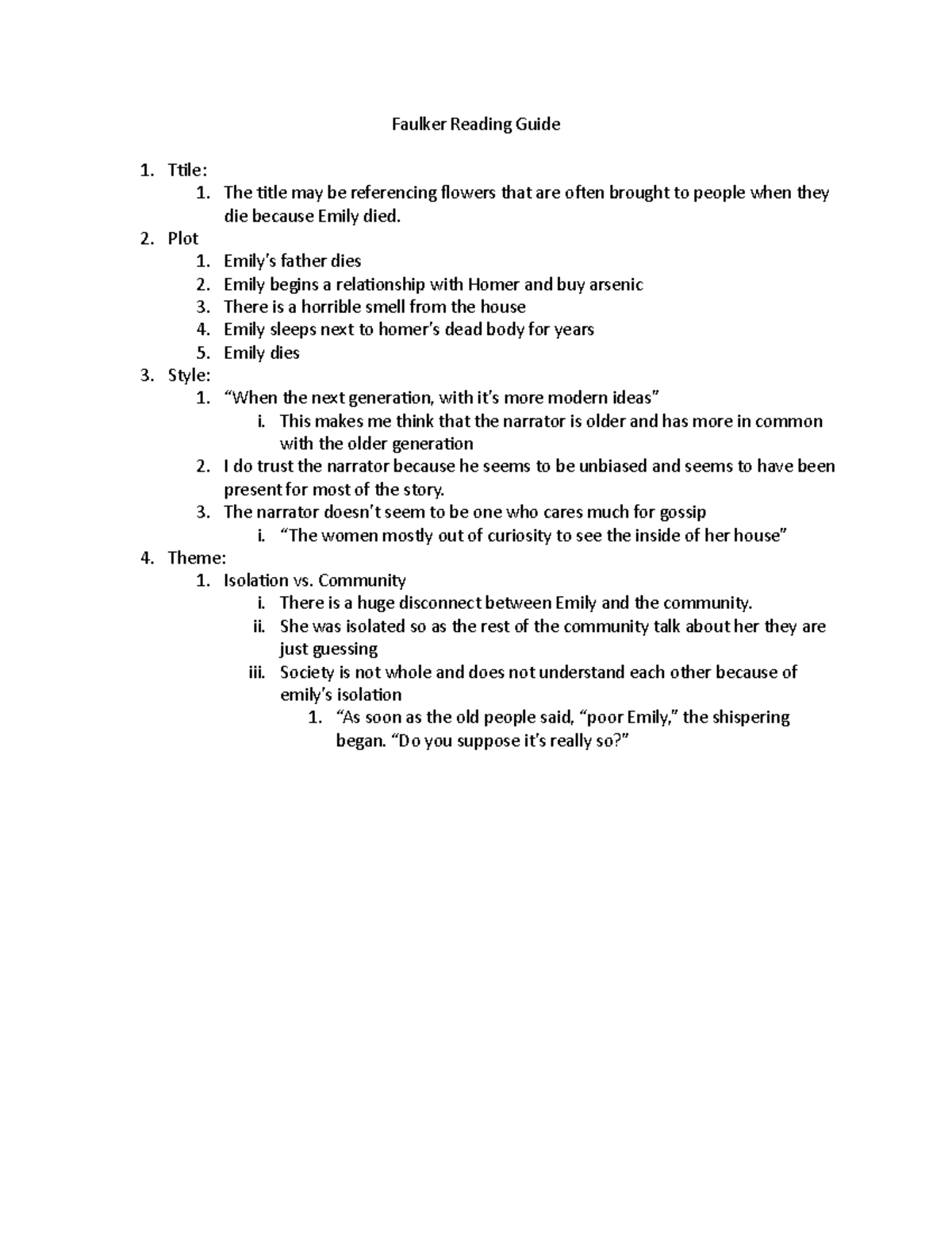 Faulker Reading Guide - Faulker Reading Guide Ttile: The title may be ...